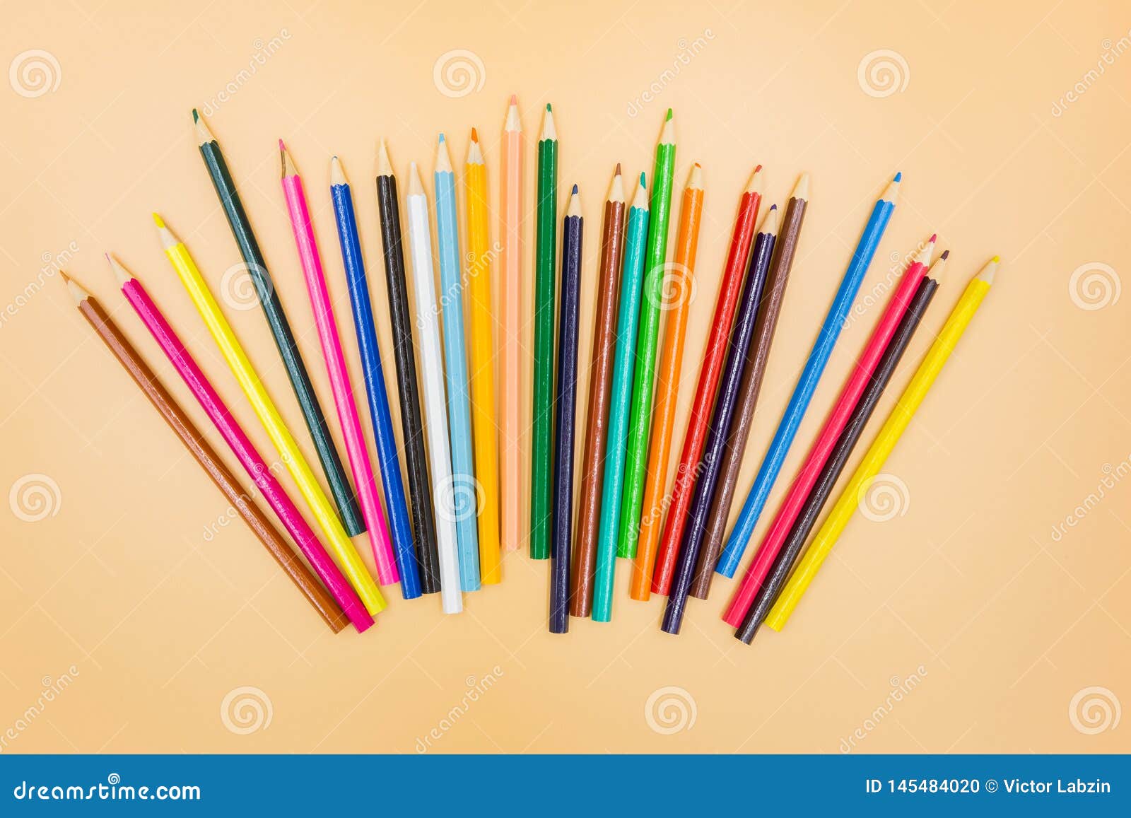 Colored Pencils on a Beige Background Stock Photo - Image of draw ...