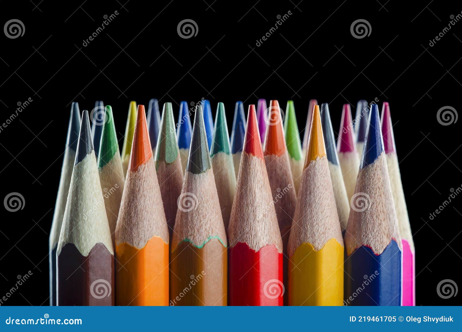 Colored Pencils on a Black Background. Backlight, Side View. Stock ...