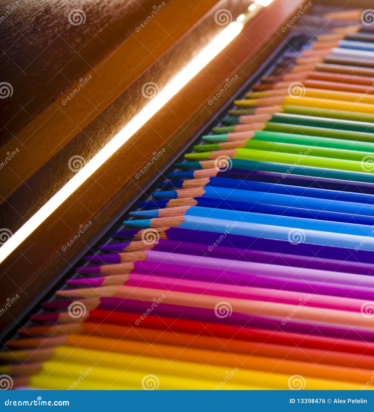 Colored pencils in a box stock photo. Image of drawing - 13398476