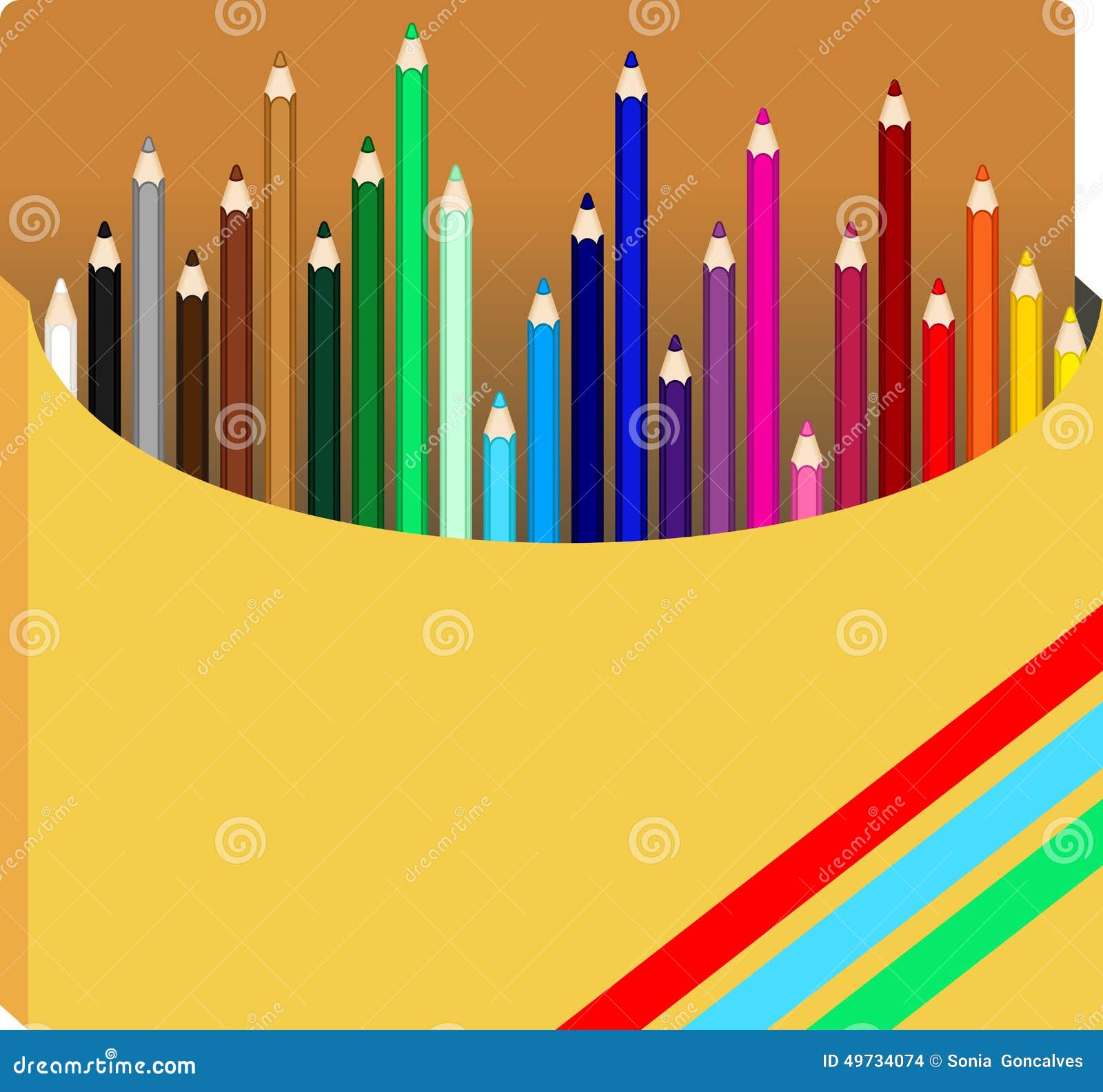 Colored pencils in box stock vector. Illustration of abstract - 49734074