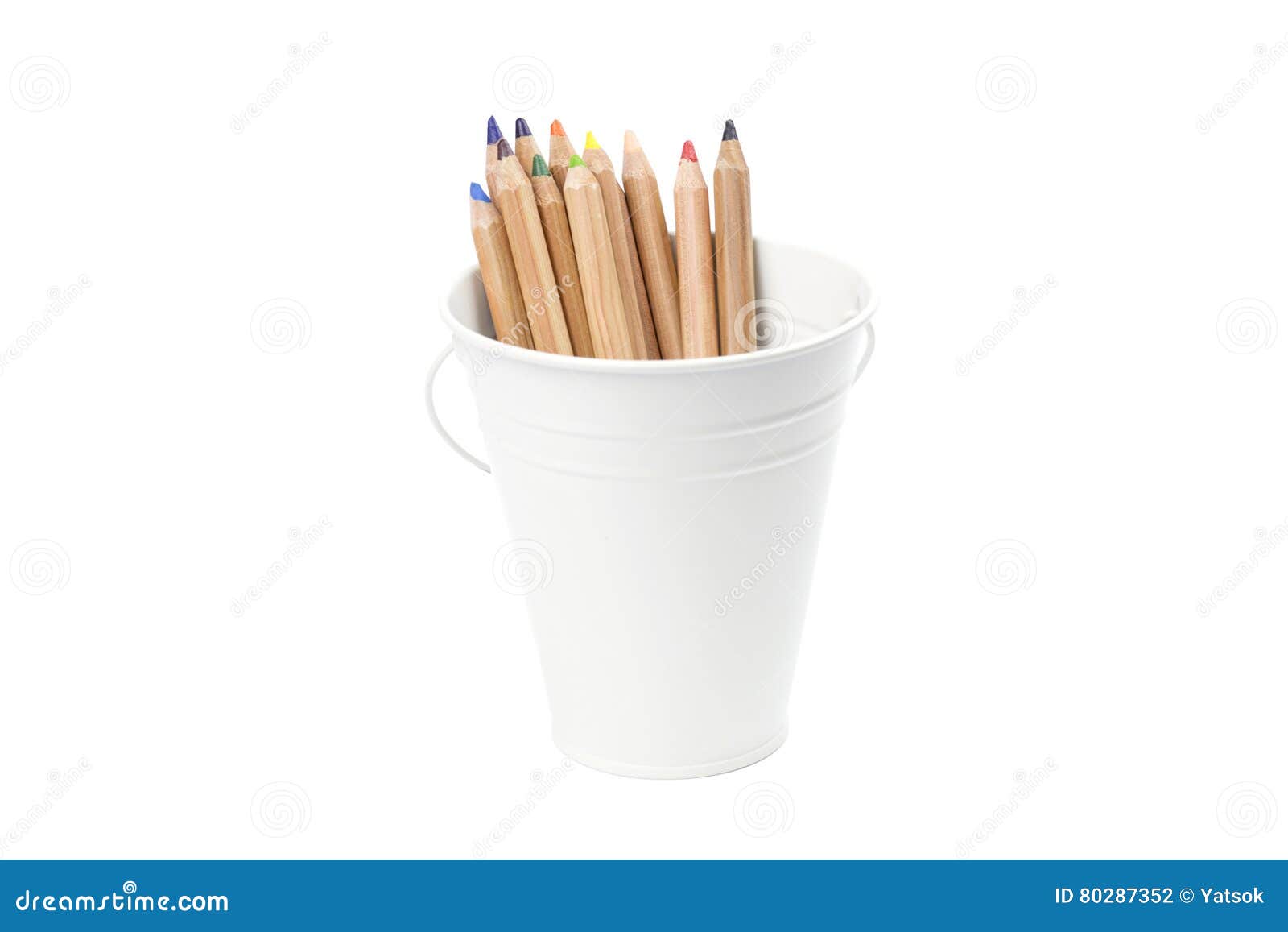 Colored Pencils in a Bucket Stock Photo - Image of bucket, wooden: 80287352