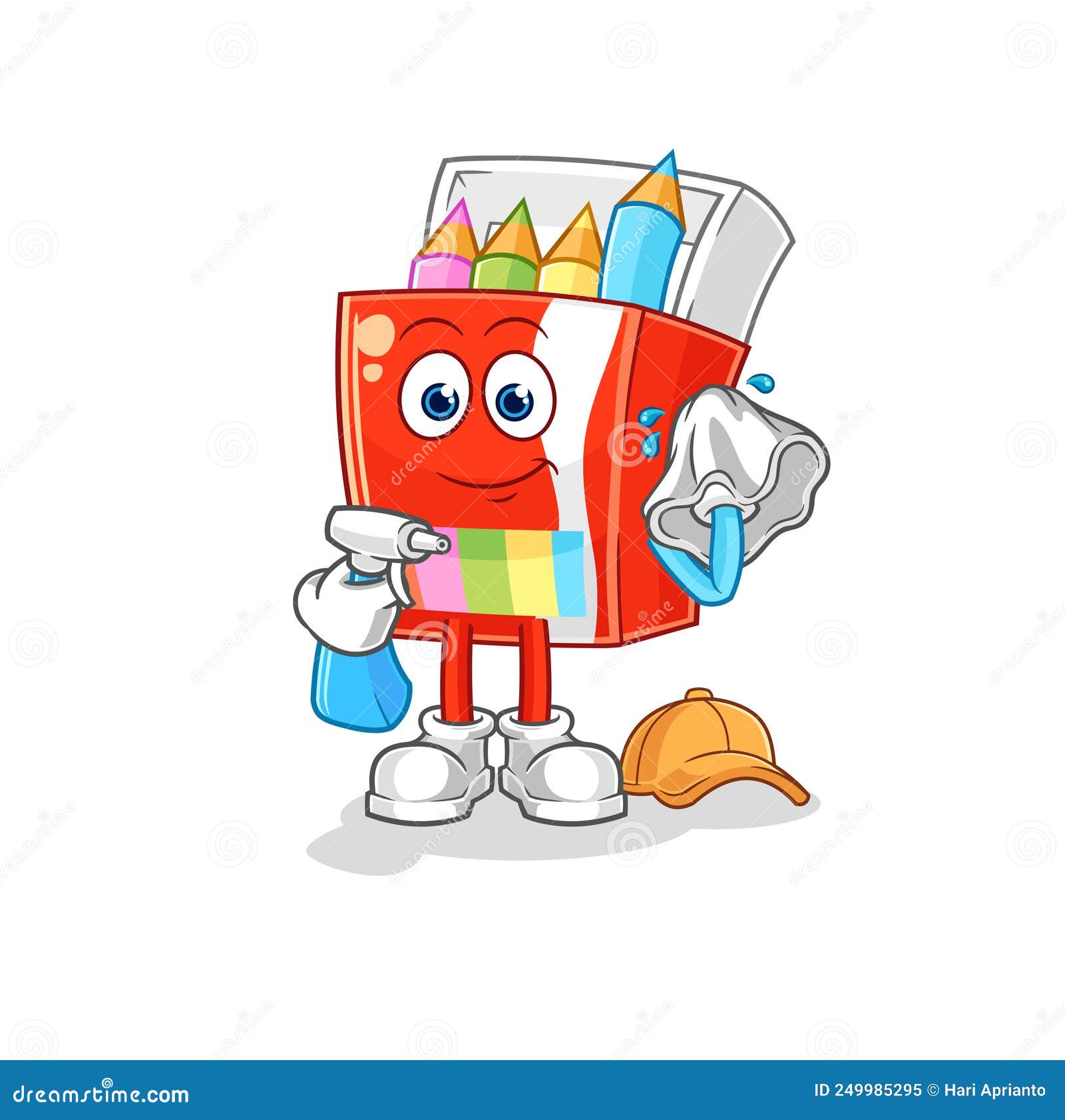 Colored Pencils Cleaner Vector. Cartoon Character Stock Illustration ...