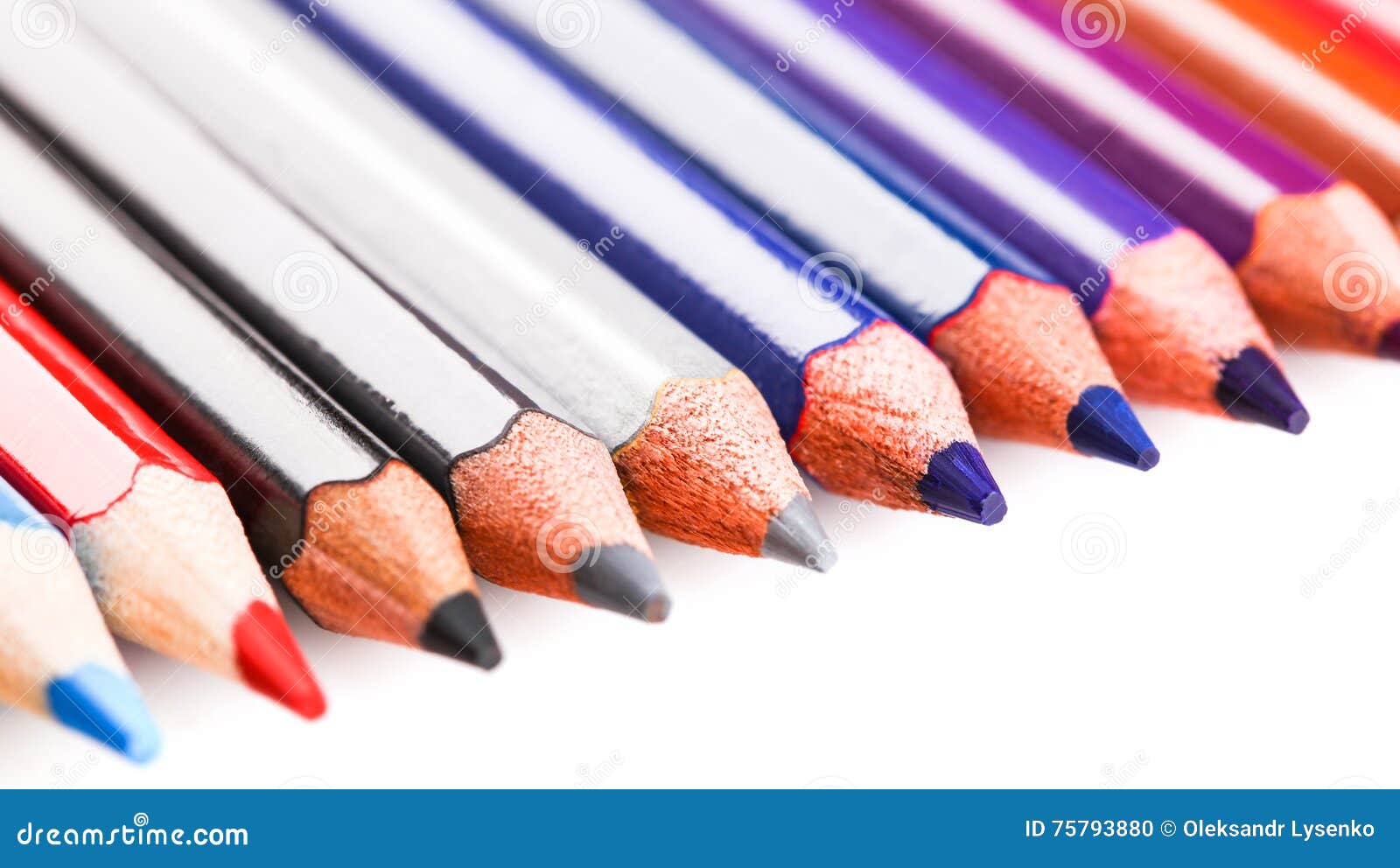Colored pencils close-up stock photo. Image of orange - 75793880