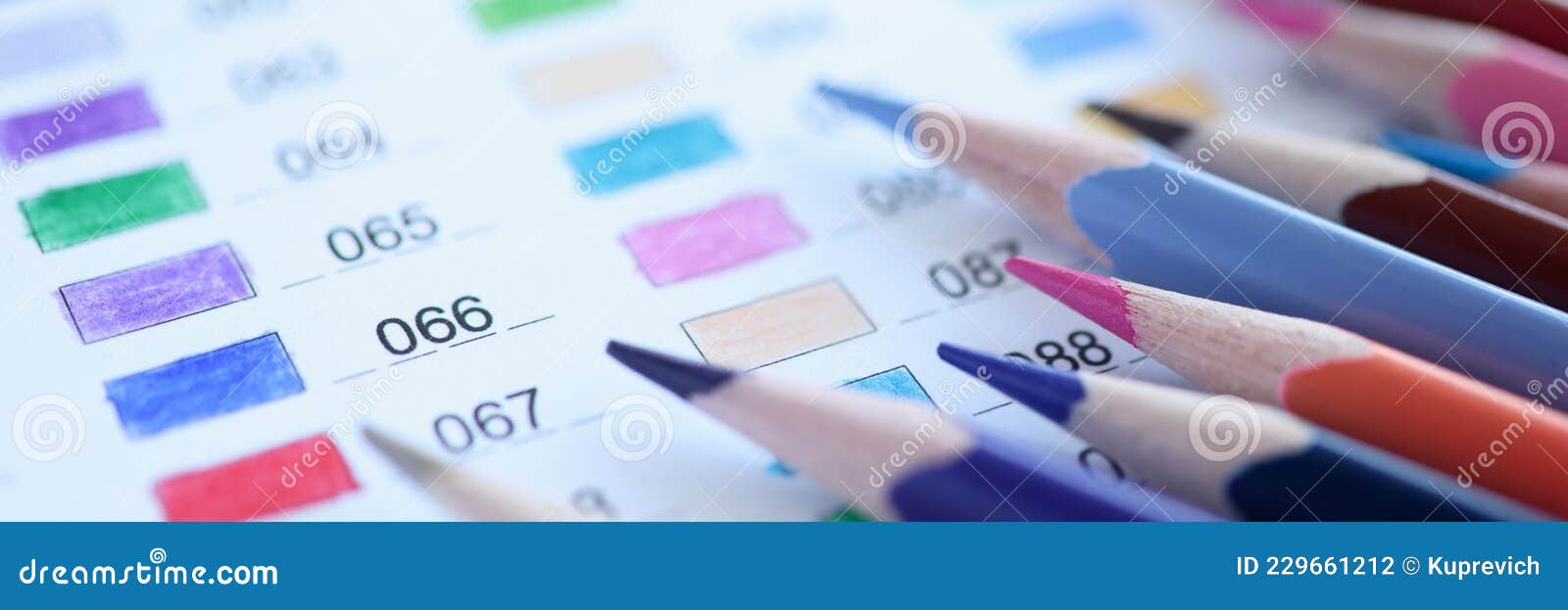 Colored Pencils are on Color Palette with Numbers Stock Photo - Image ...