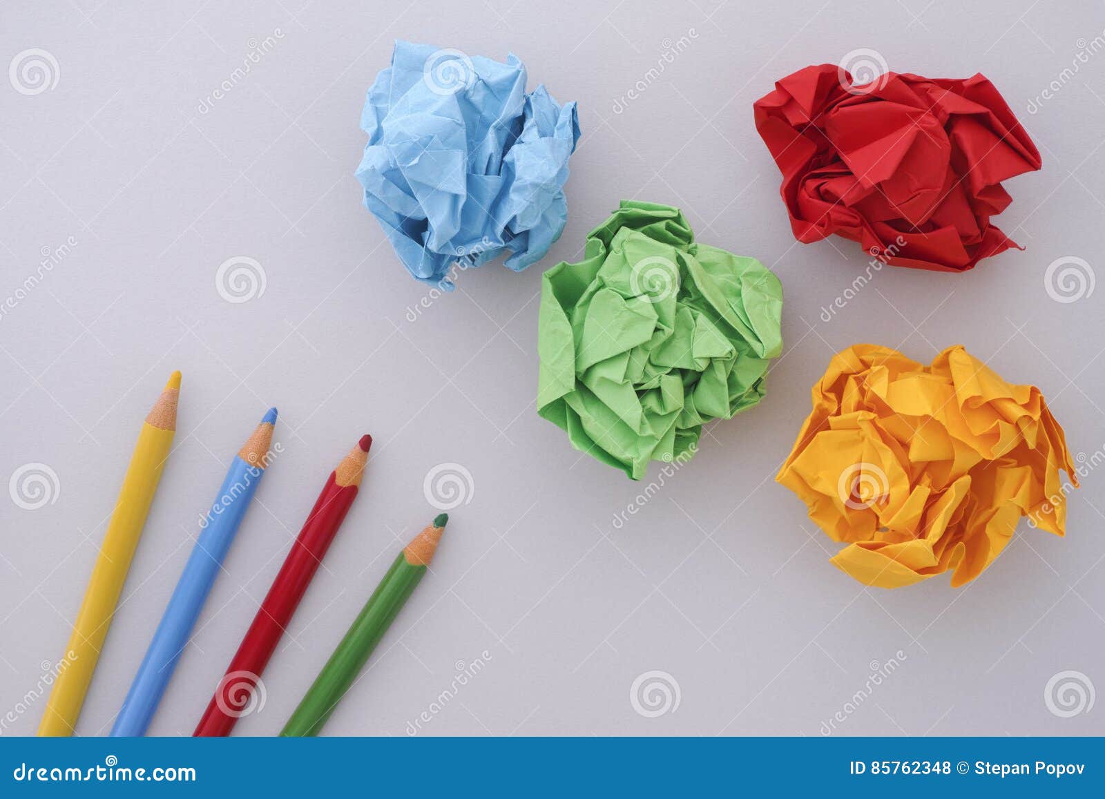 Colored Pencils and Colorful Paper Balls Stock Photo - Image of colored ...
