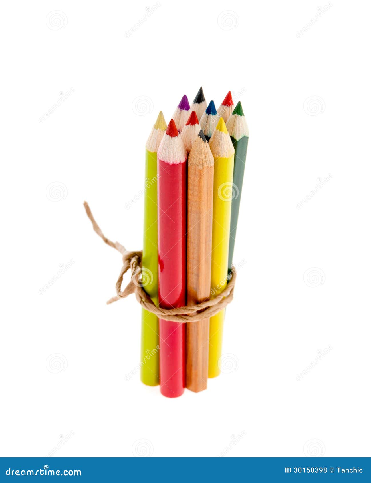 Colored Pencils Connected Rough Rope Stock Photo - Image of string ...