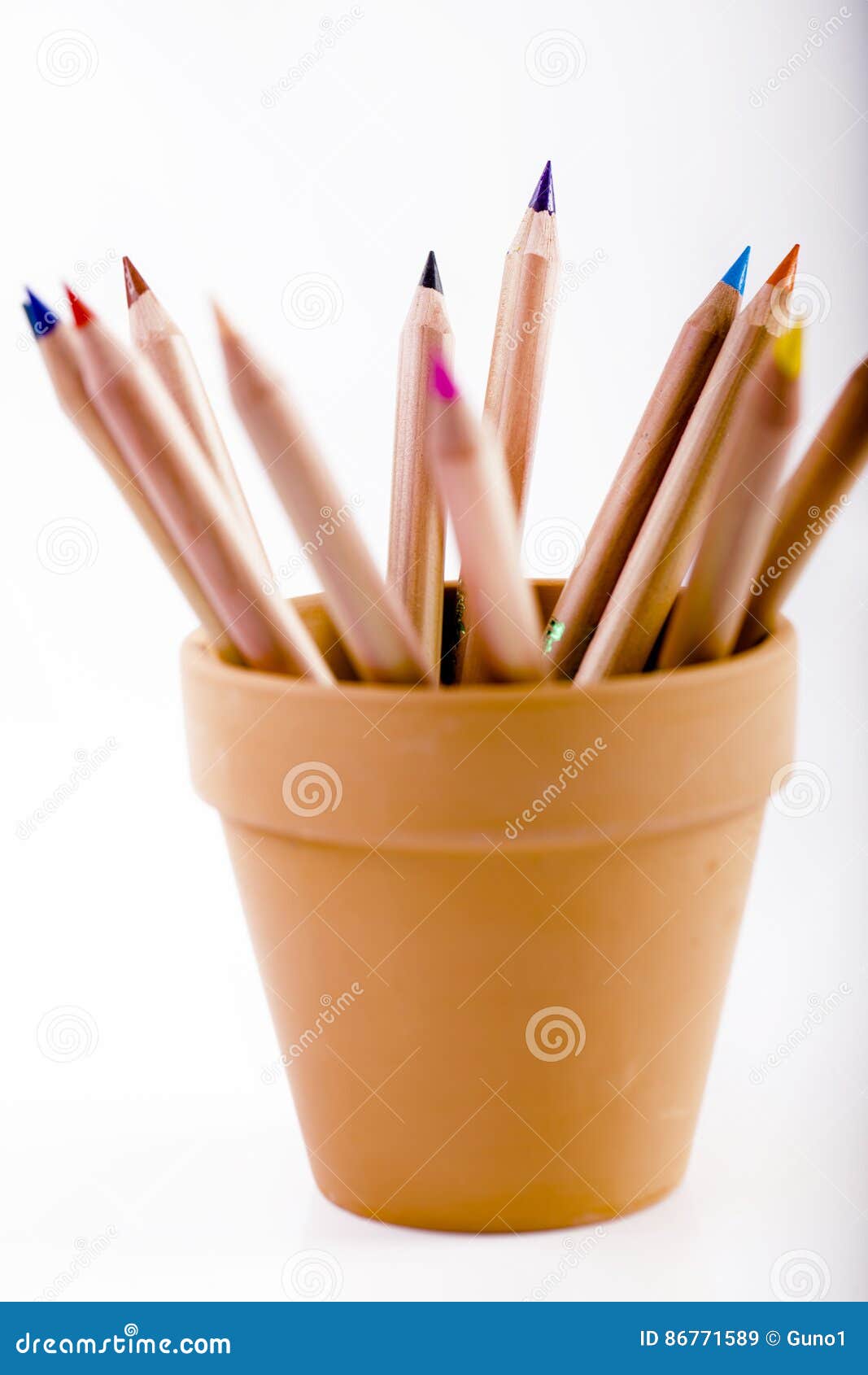 Colored Pencils in a Container Stock Image - Image of classes, yellow ...