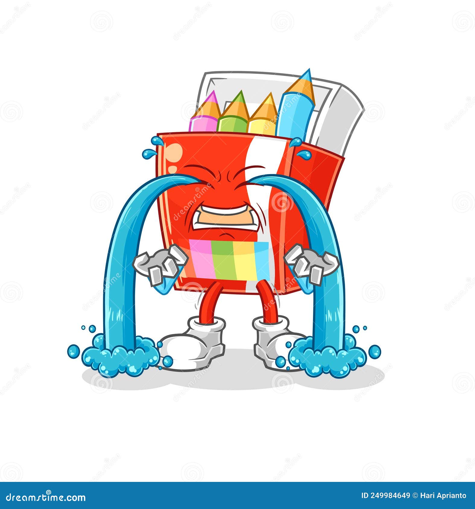 Colored Pencils Crying Illustration. Character Vector Stock Vector ...