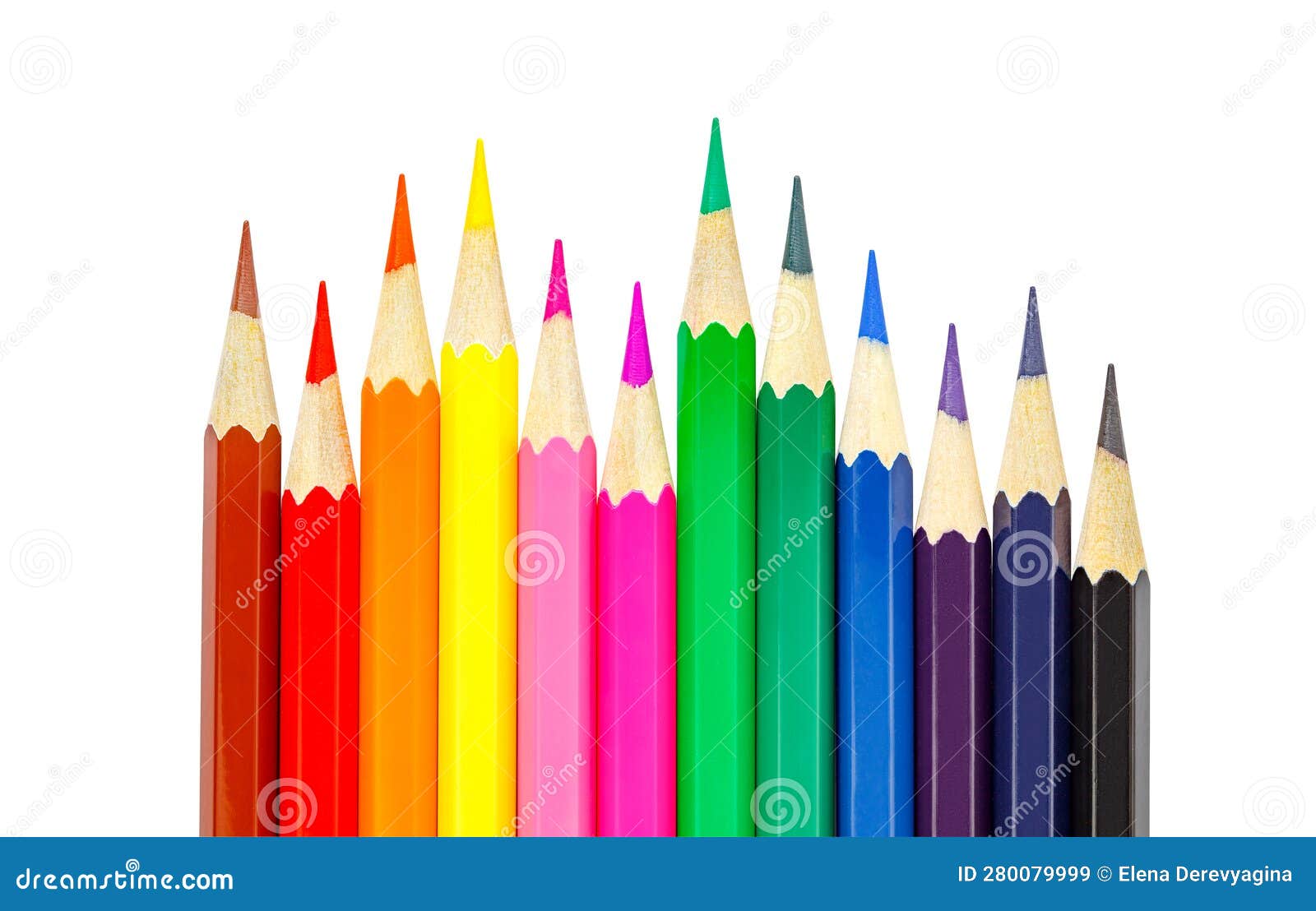 Colored Pencils Different Lengths, Lying Side by Side, Close-up ...