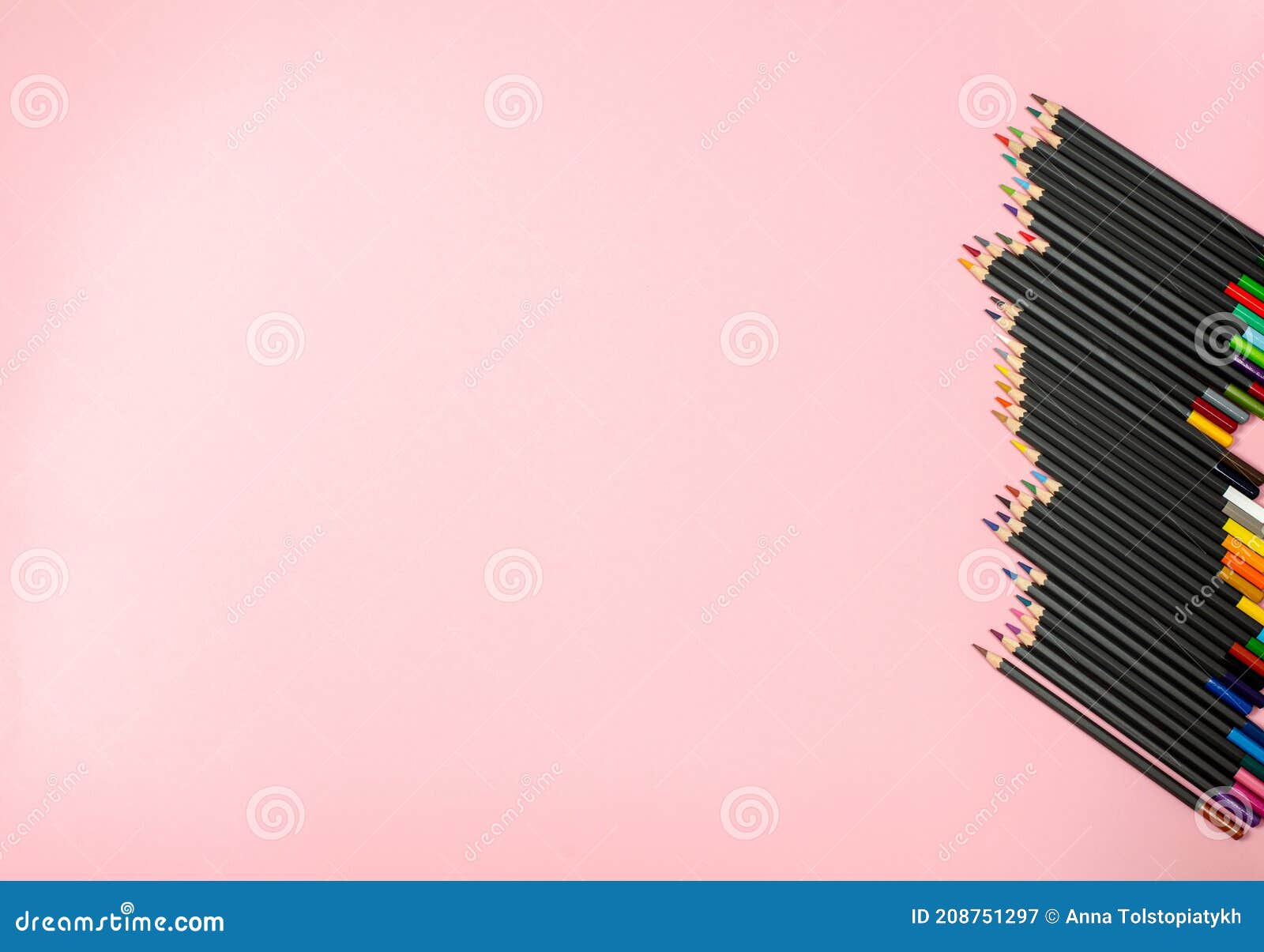 Colored Pencils for Drawing on a Pink Background Stock Image - Image of ...