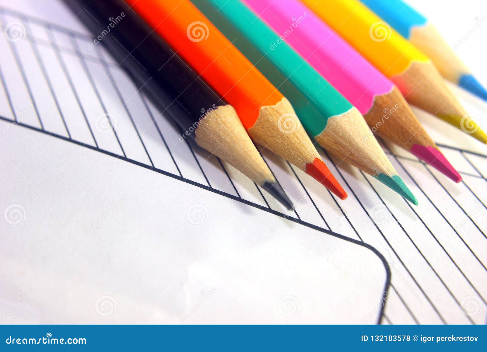 Colored Pencils on the Drawing, the Theme of the Engineer`s Work Stock ...