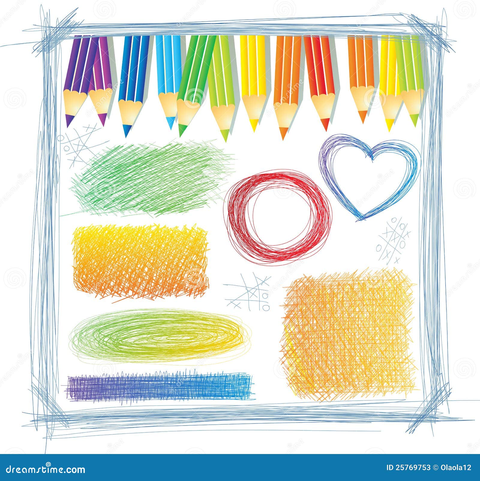 Colored Pencils with Drawings Stock Vector - Illustration of distressed ...
