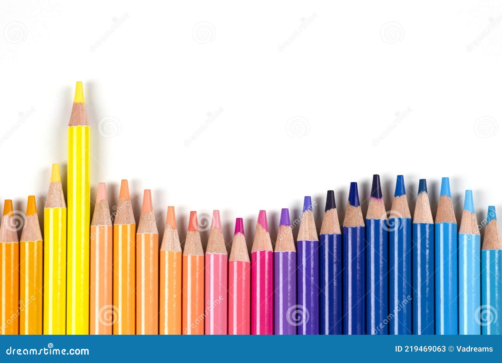 Colored Pencils Frame on White Background. Top View Stock Image - Image ...
