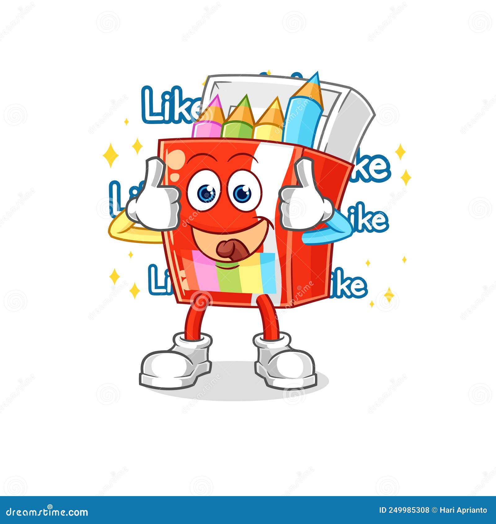 Colored Pencils Give Lots of Likes. Cartoon Vector Stock Illustration ...