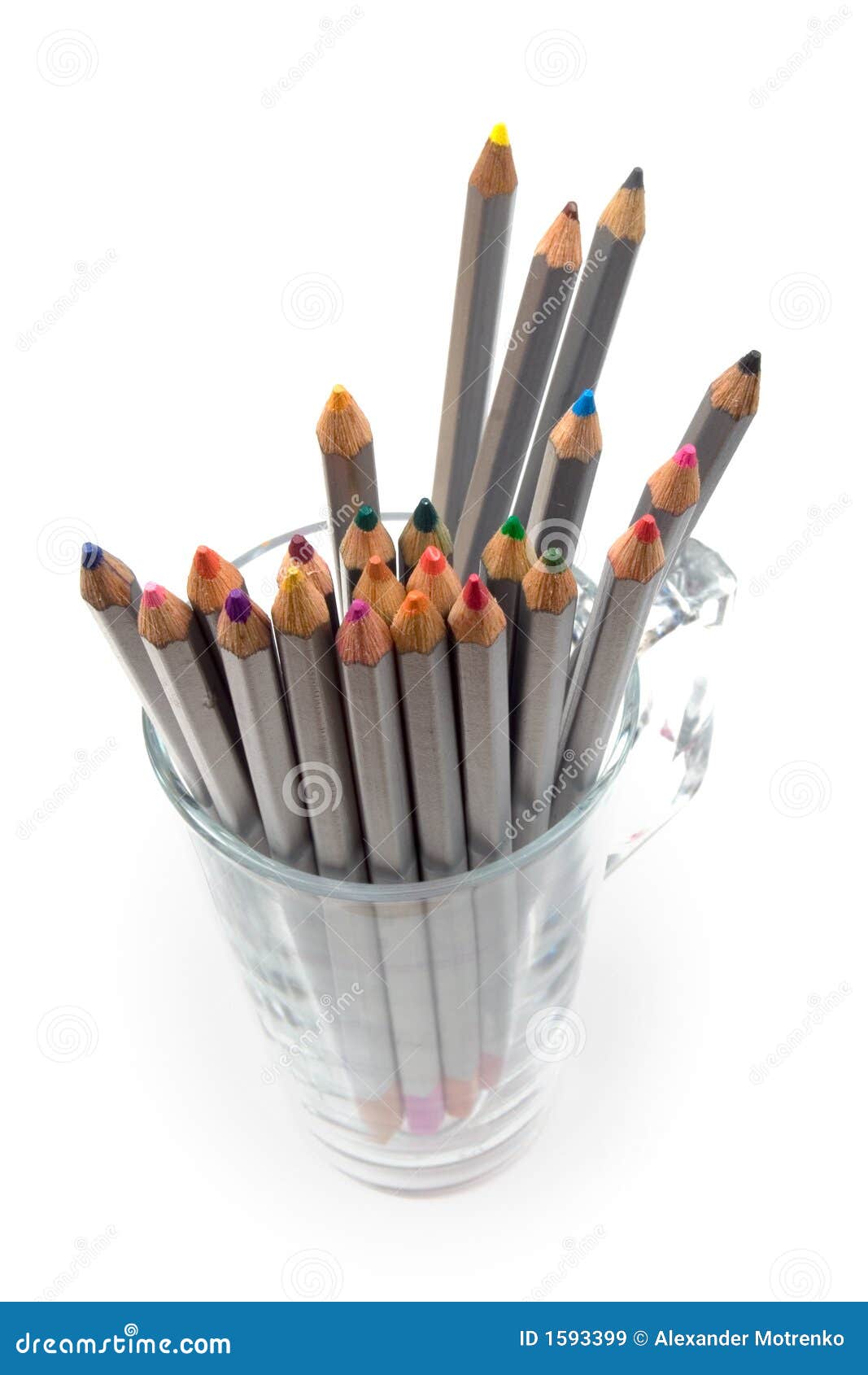 Colored Pencils in a Glass Cup Stock Image - Image of sharp, navy: 1593399
