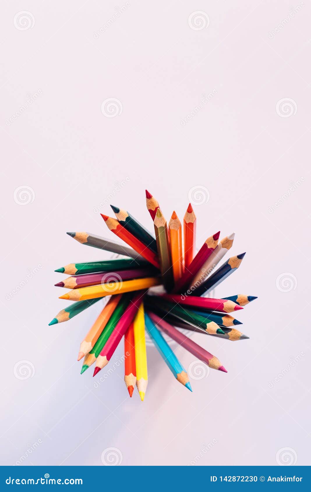 Colored pencils in a glass stock photo. Image of hobby - 142872230
