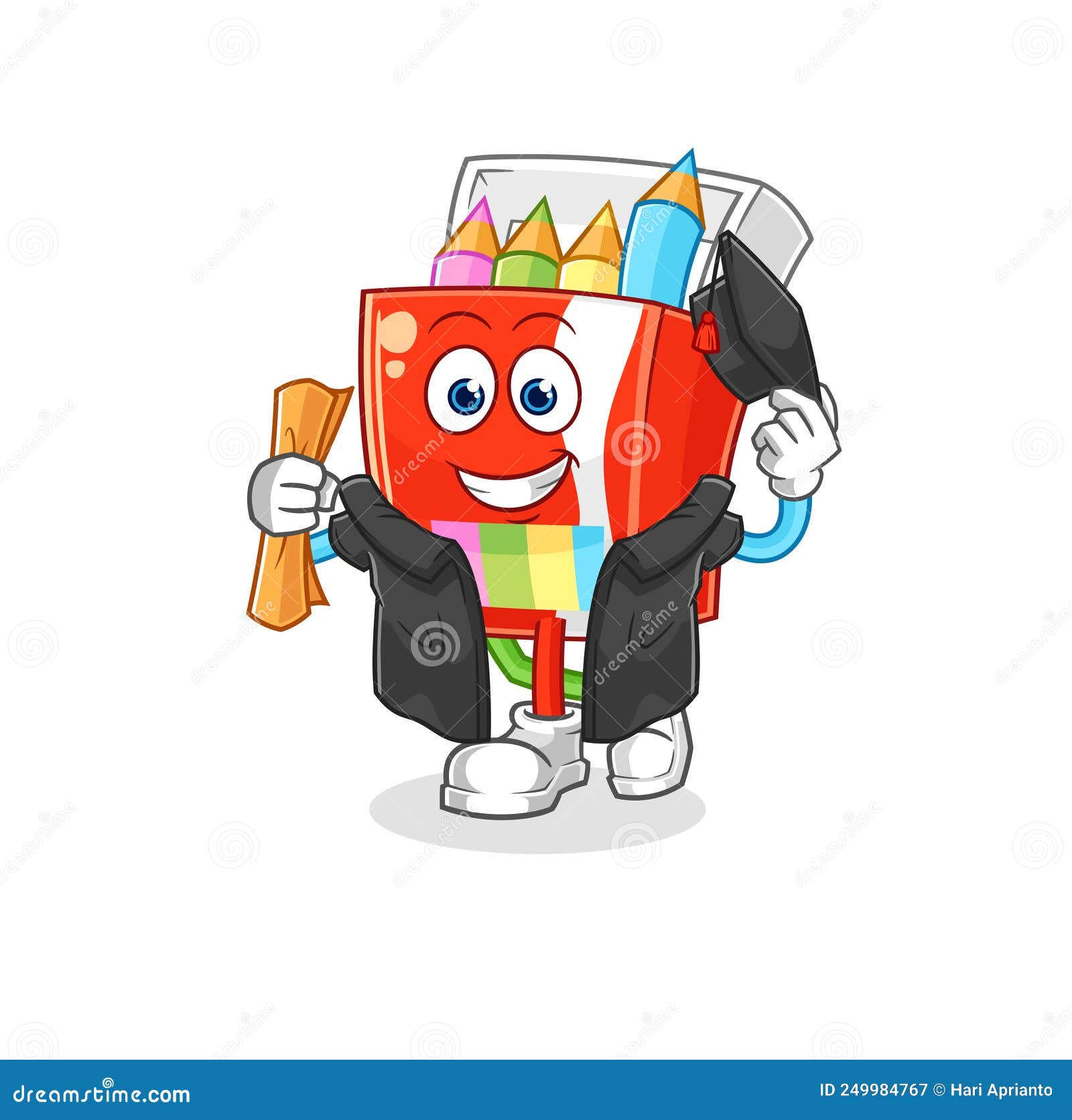 Colored Pencils Graduation Vector. Cartoon Character Stock Vector ...