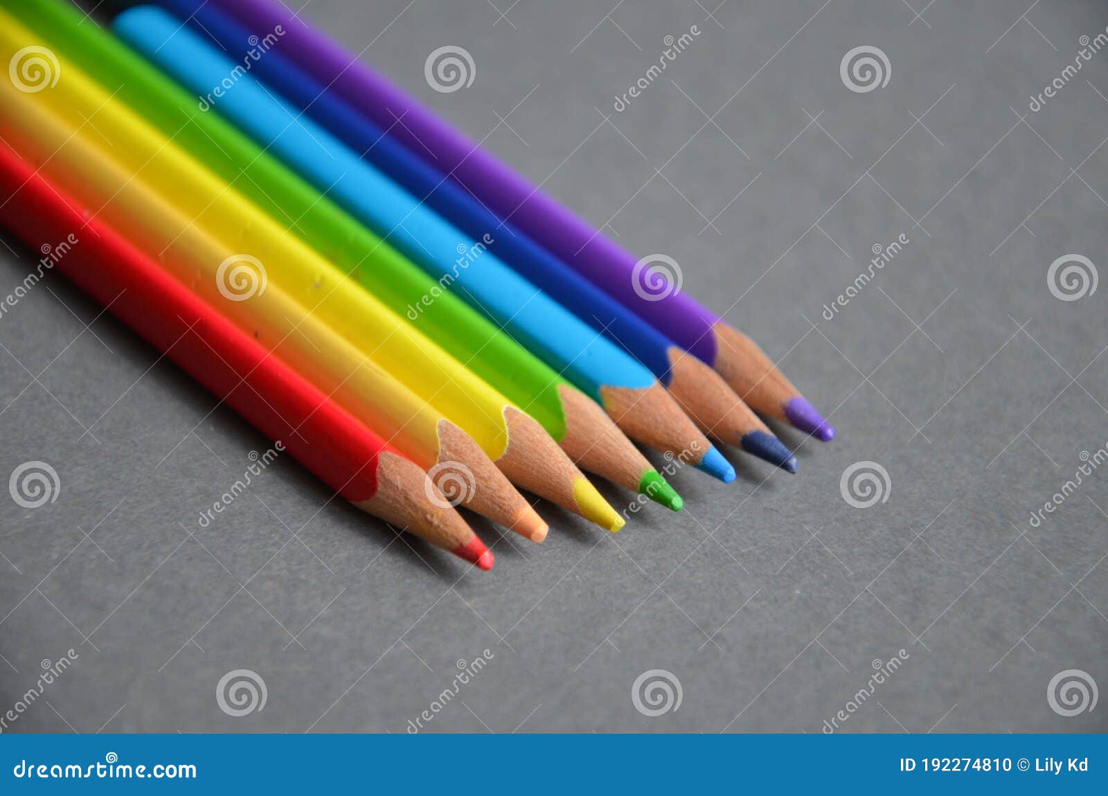 Colored Pencils with a Grey Background Stock Photo - Image of rainbow ...