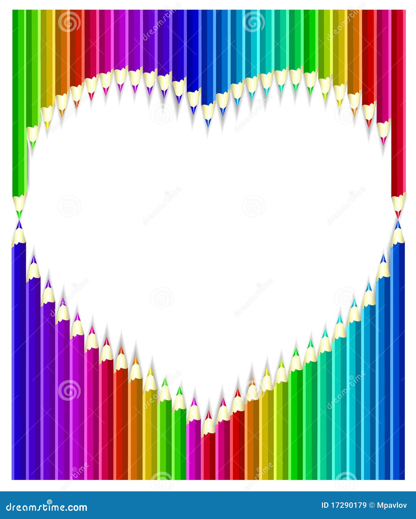 Colored Pencils Heart Shape Stock Vector - Illustration of close, life ...