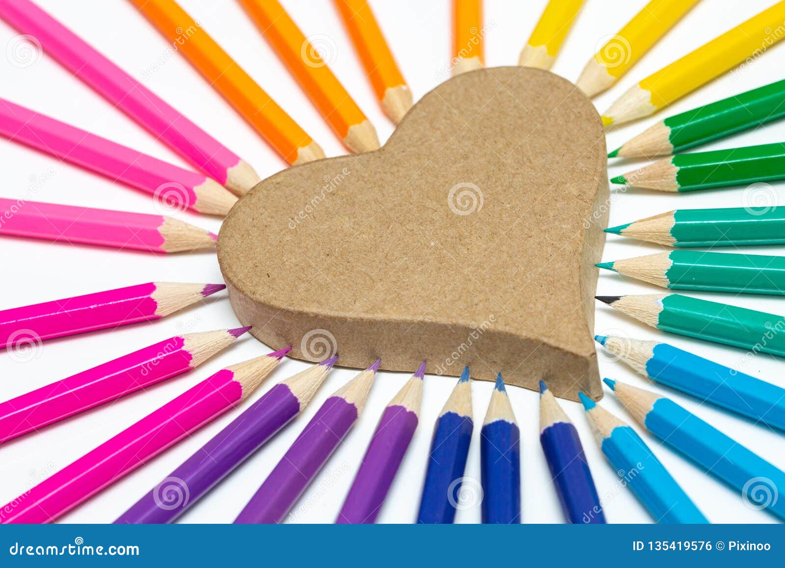 Colored Pencils in Heart Shape on White Stock Photo - Image of educate ...