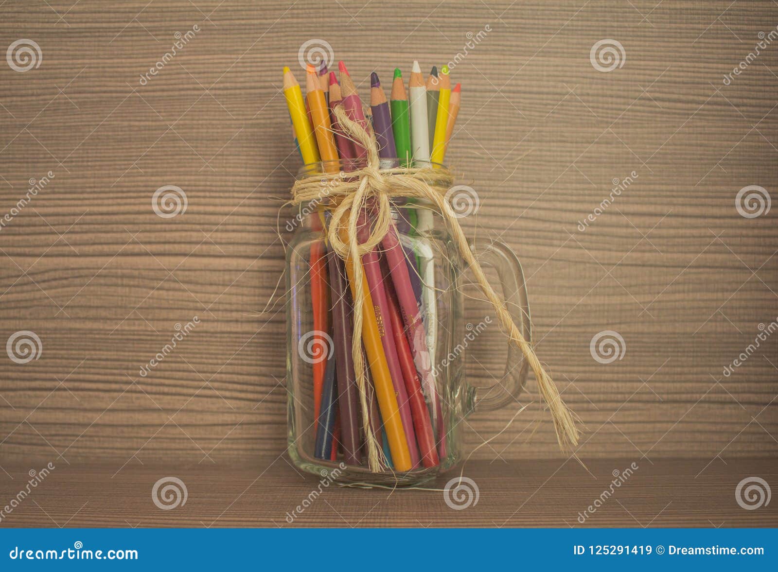 Colored Pencils Inside Glass Cup Stock Image - Image of background ...