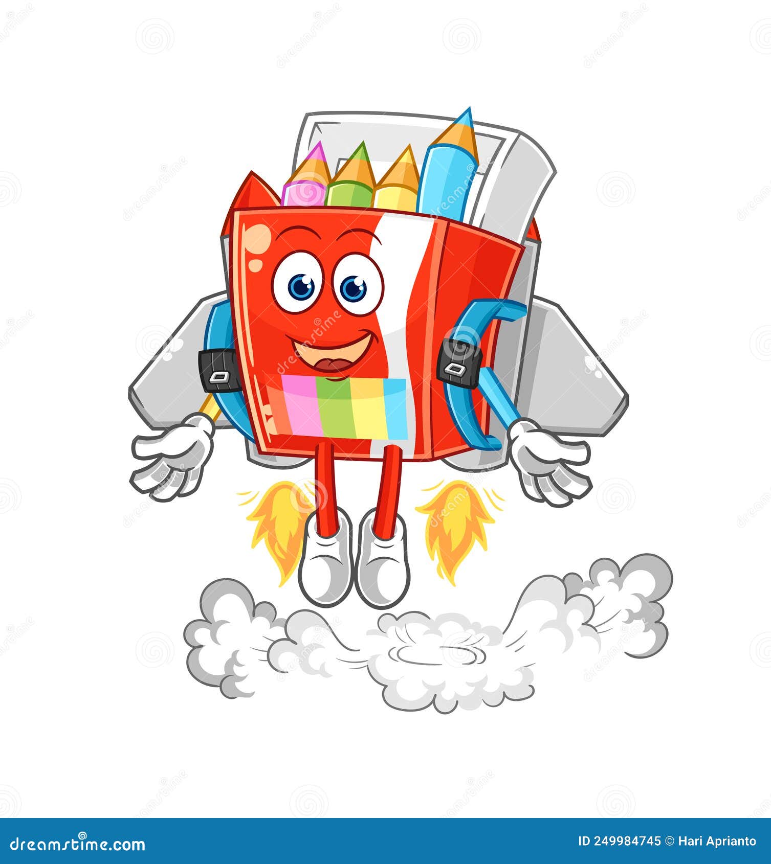 Colored Pencils with Jetpack Mascot. Cartoon Vector Stock Vector ...