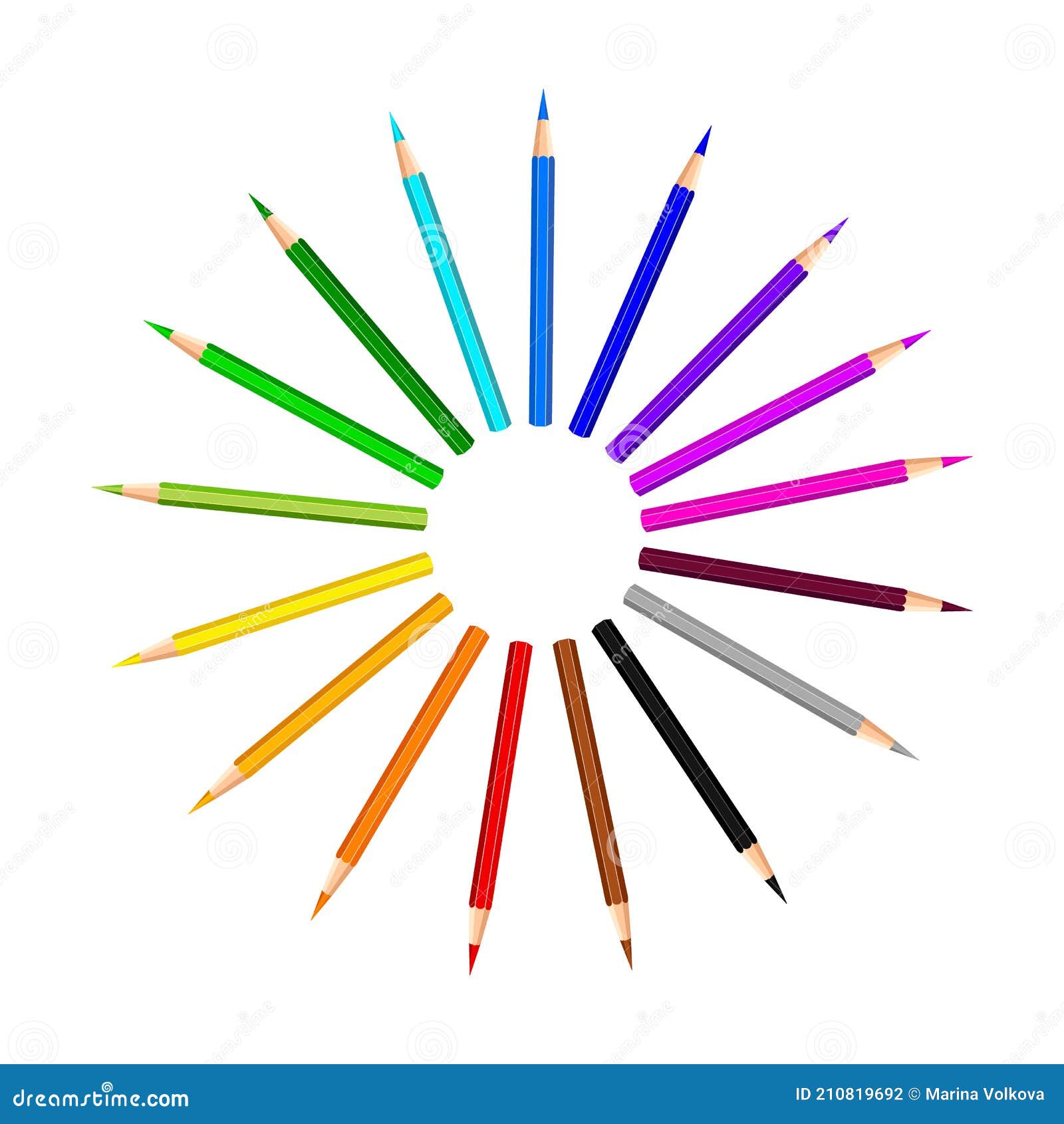 Colored Pencils Lying in Circle, Isolated on White Background Stock ...