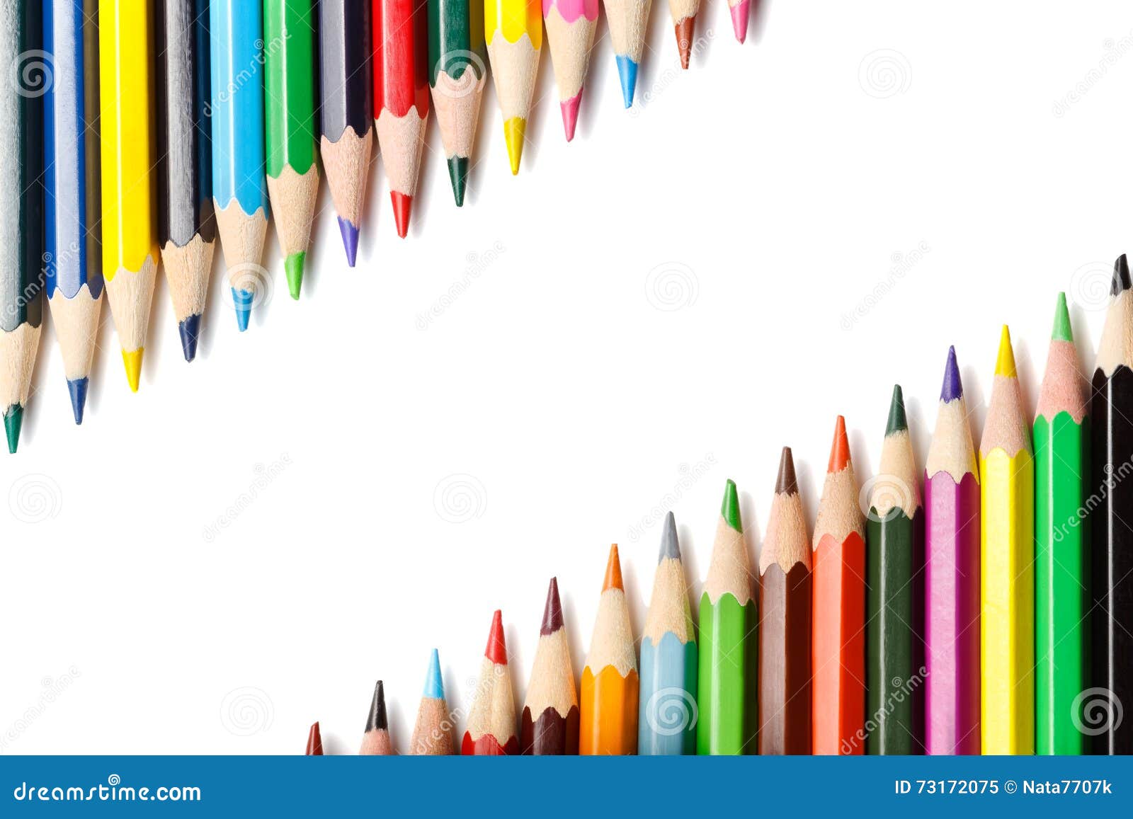 Colored Pencils Lying in Opposite Corners Stock Image - Image of white ...