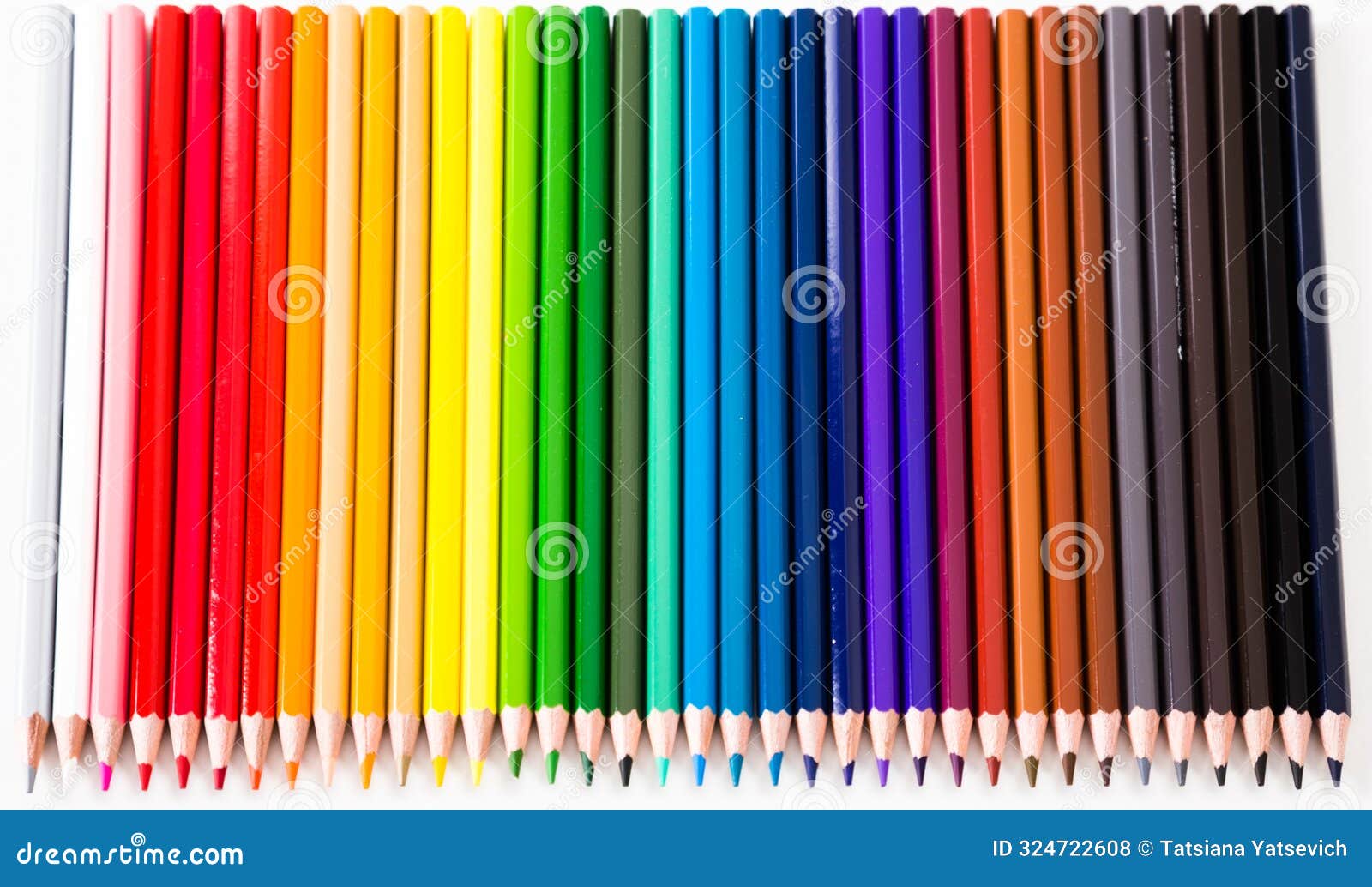 Colored Pencils Lying in Row Stock Photo - Image of organization ...