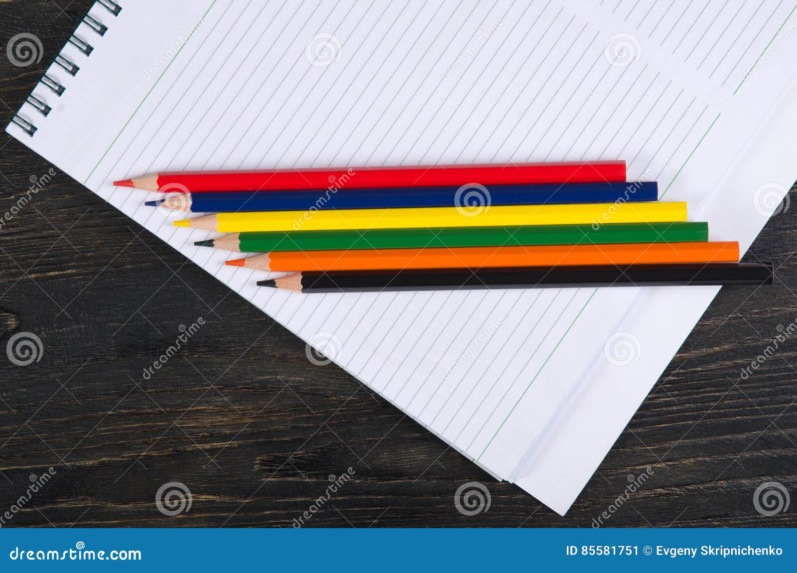 Colored Pencils and a Notebook Stock Image - Image of desk, education ...