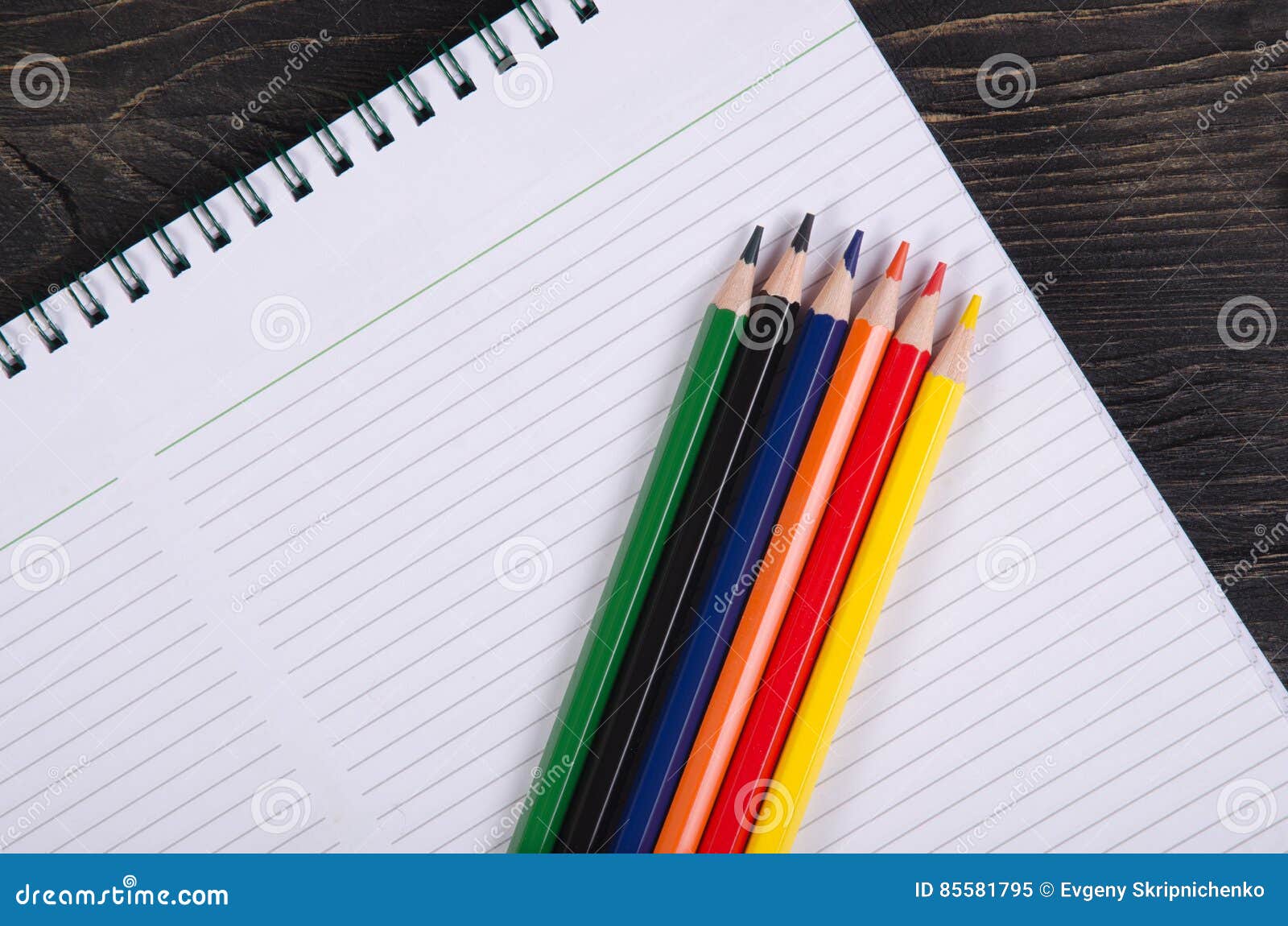 Colored Pencils and a Notebook Stock Image - Image of empty, college ...