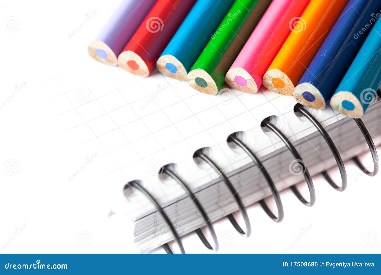 Colored Pencils and a Notebook Isolated on White Stock Photo - Image of ...