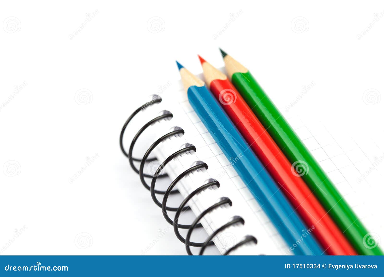 Colored Pencils and a Notebook Isolated on White Stock Photo - Image of ...