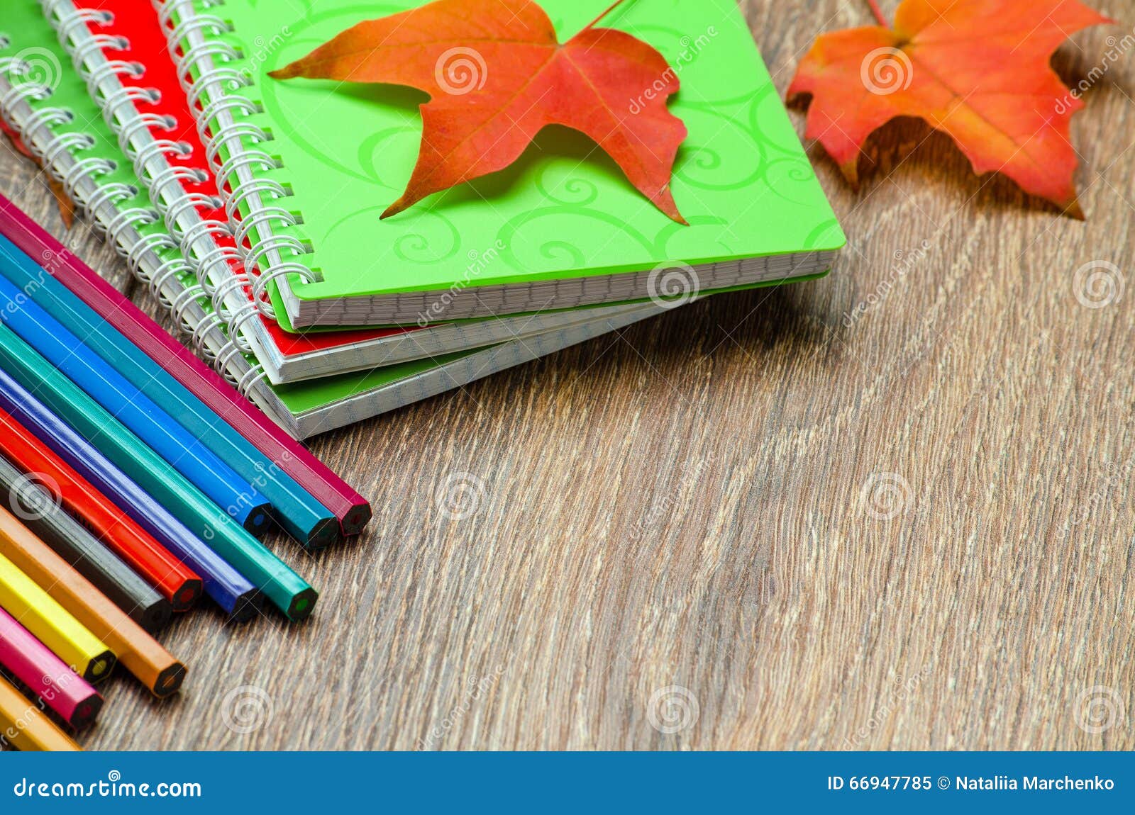 Colored Pencils And Notebook On The Table Stock Image | CartoonDealer ...