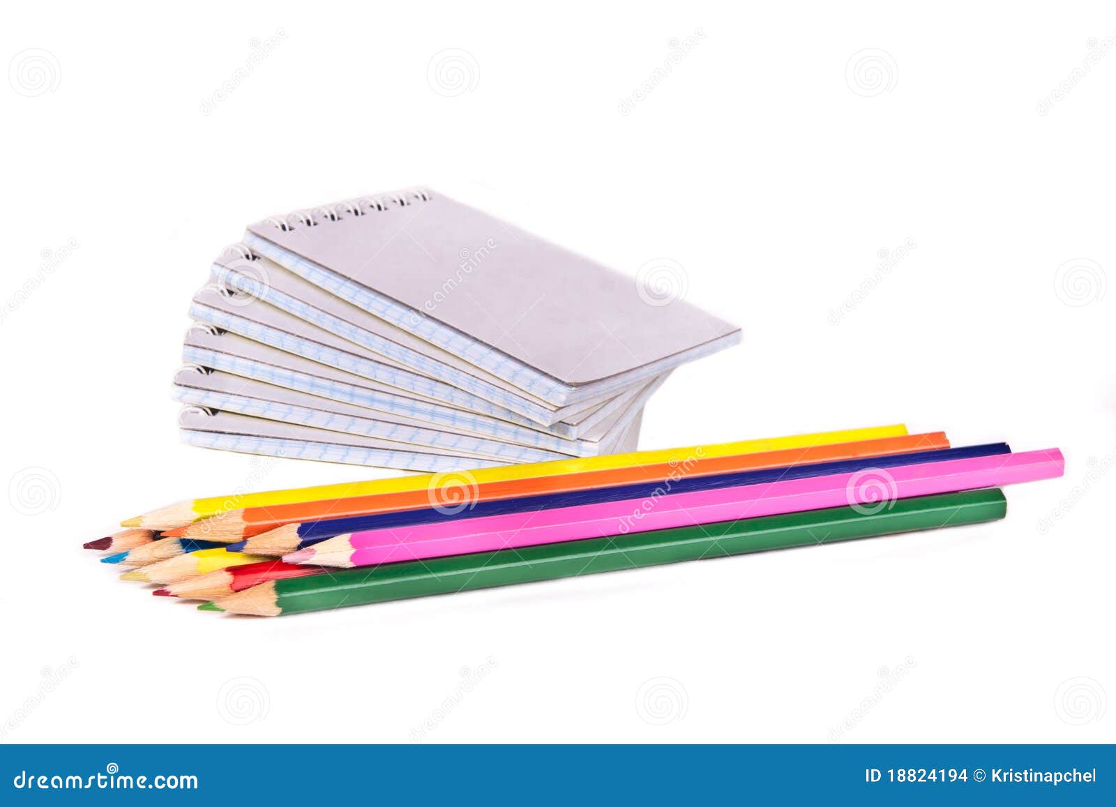 Colored Pencils and Notepads Stock Photo - Image of colorful, wooden ...