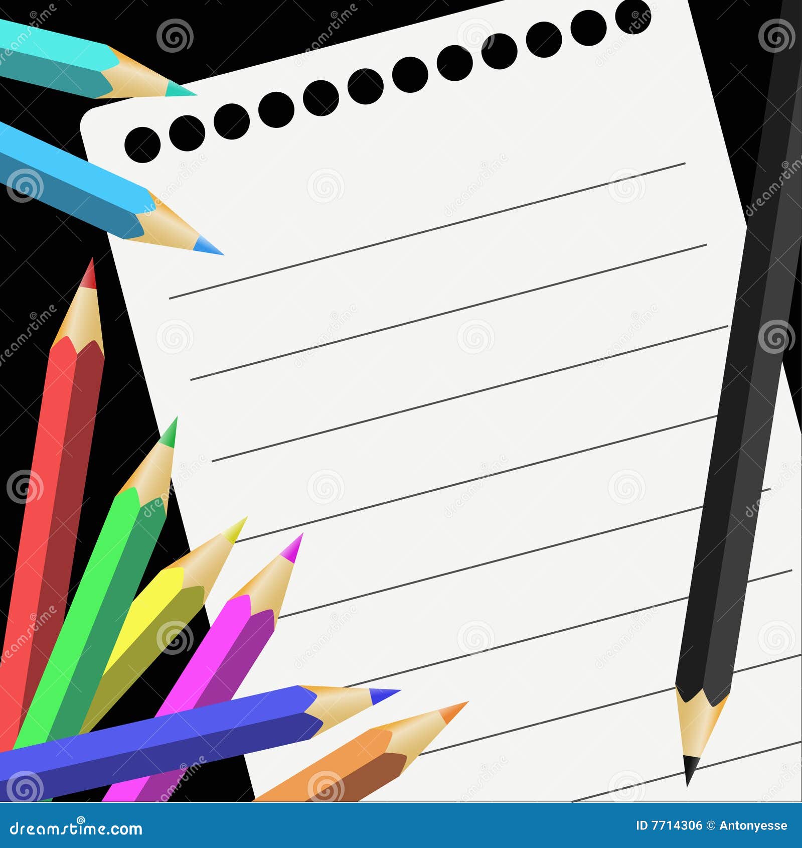 Colored pencils and notes stock vector. Illustration of color - 7714306