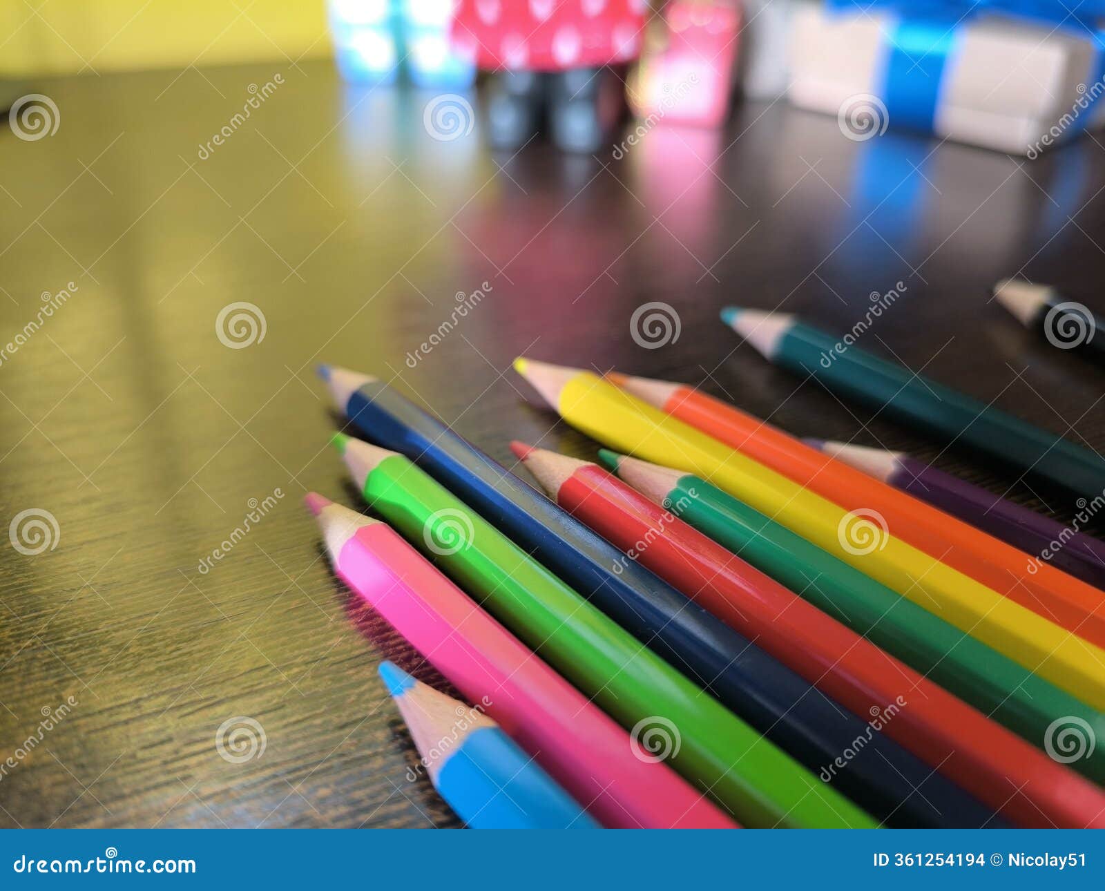 Colored Pencils are on the Office Table Stock Photo - Image of ...