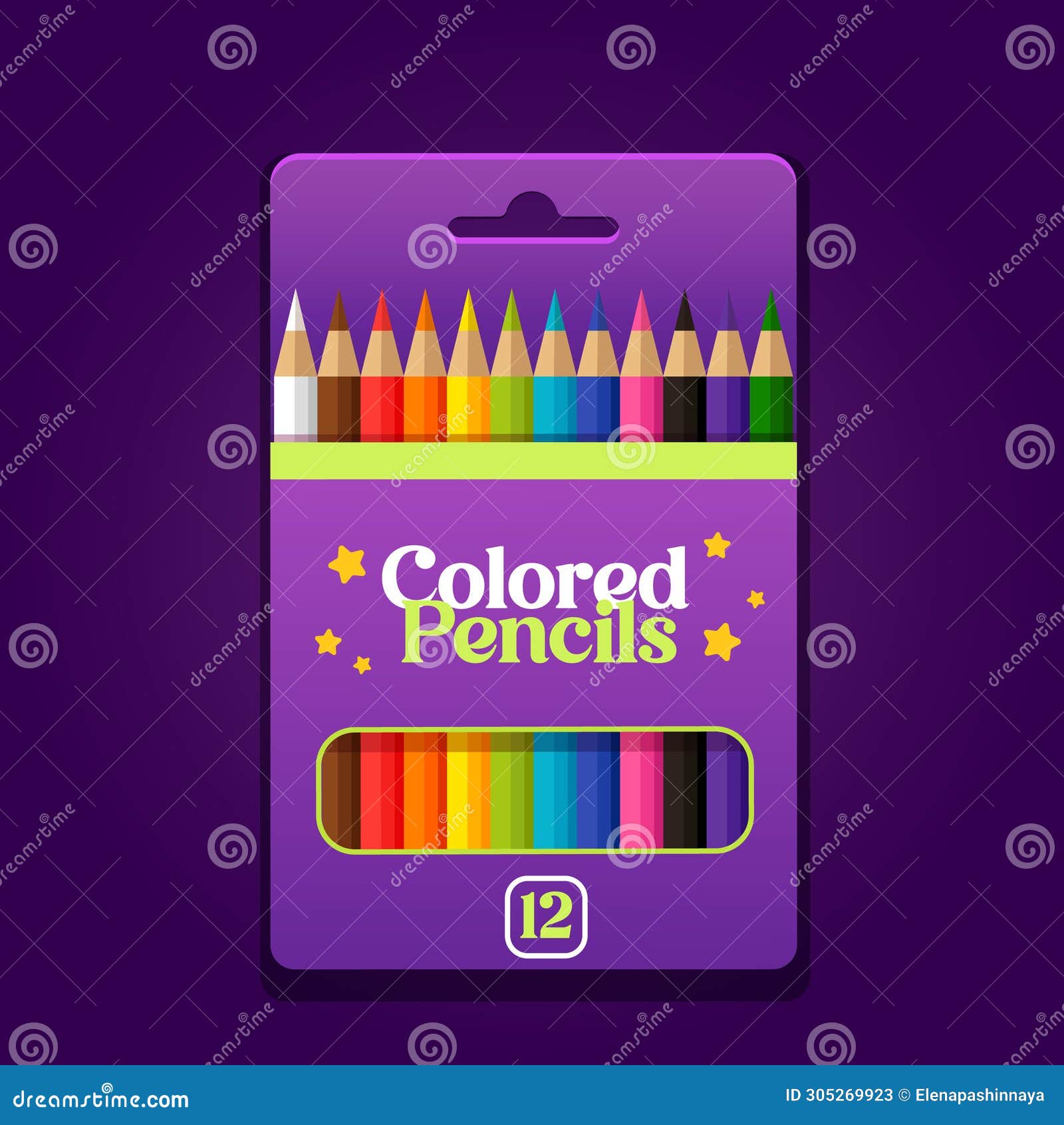 Colored Pencils Packaging Box Design Stock Vector - Illustration of ...