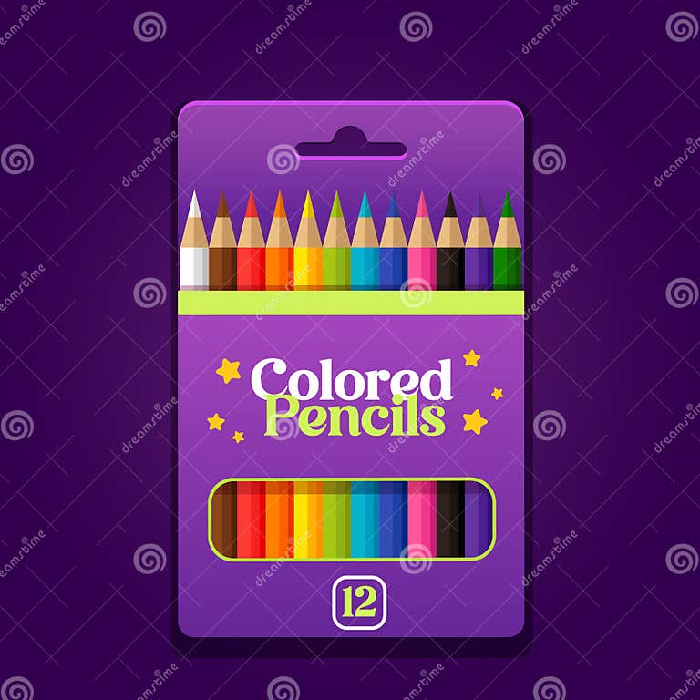 Colored Pencils Packaging Box Design Stock Vector - Illustration of ...