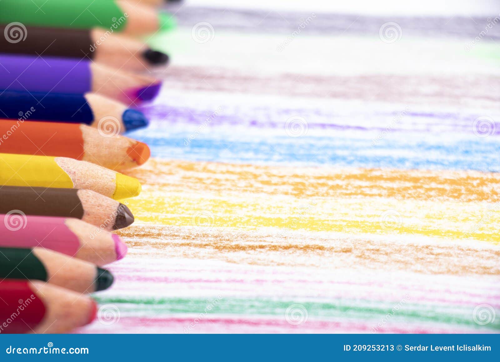 Colored Pencils and Painted Paper Stock Image - Image of orange ...