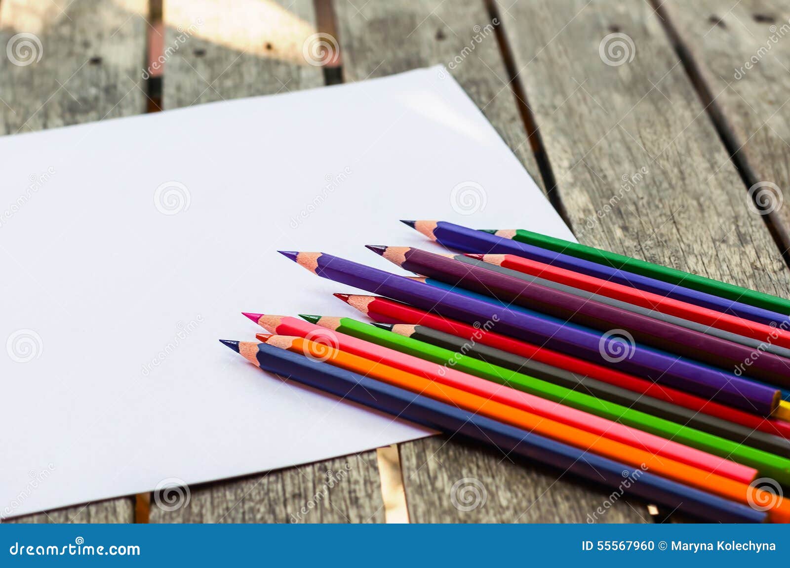 Colored Pencils with Painted Sun Stock Photo - Image of pencil, paper ...
