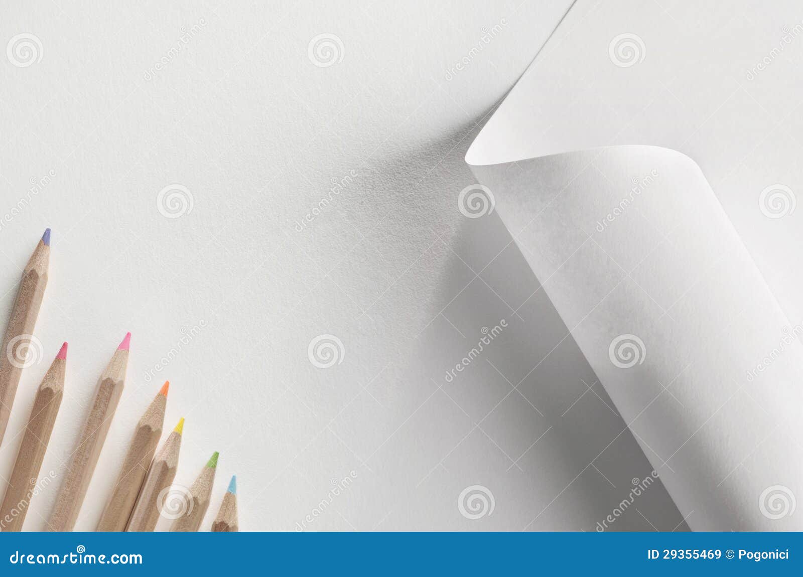 Colored pencils and paper stock image. Image of creativity - 29355469