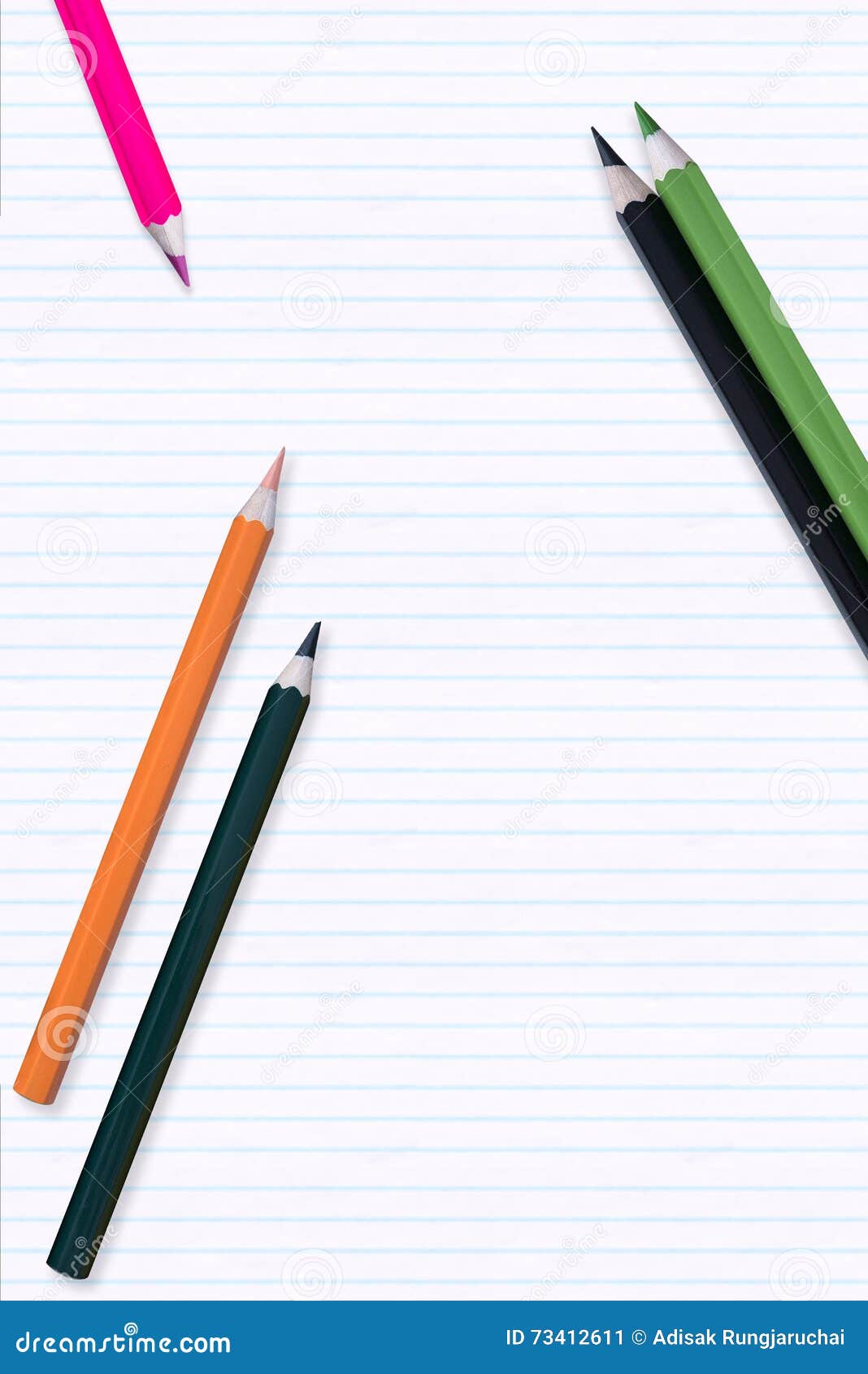 Colored pencils and Paper stock image. Image of colour - 73412611