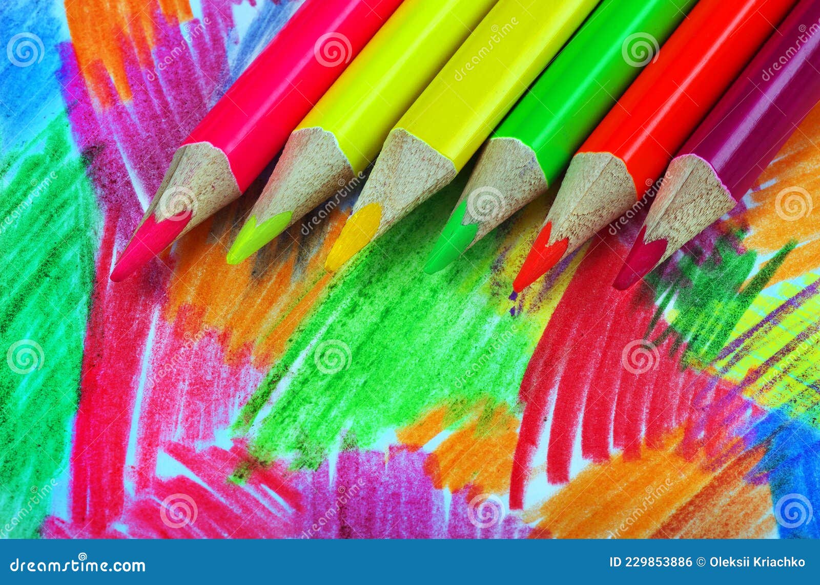 Colored Pencils on Colored Paper. Strokes with Pencils on Paper ...