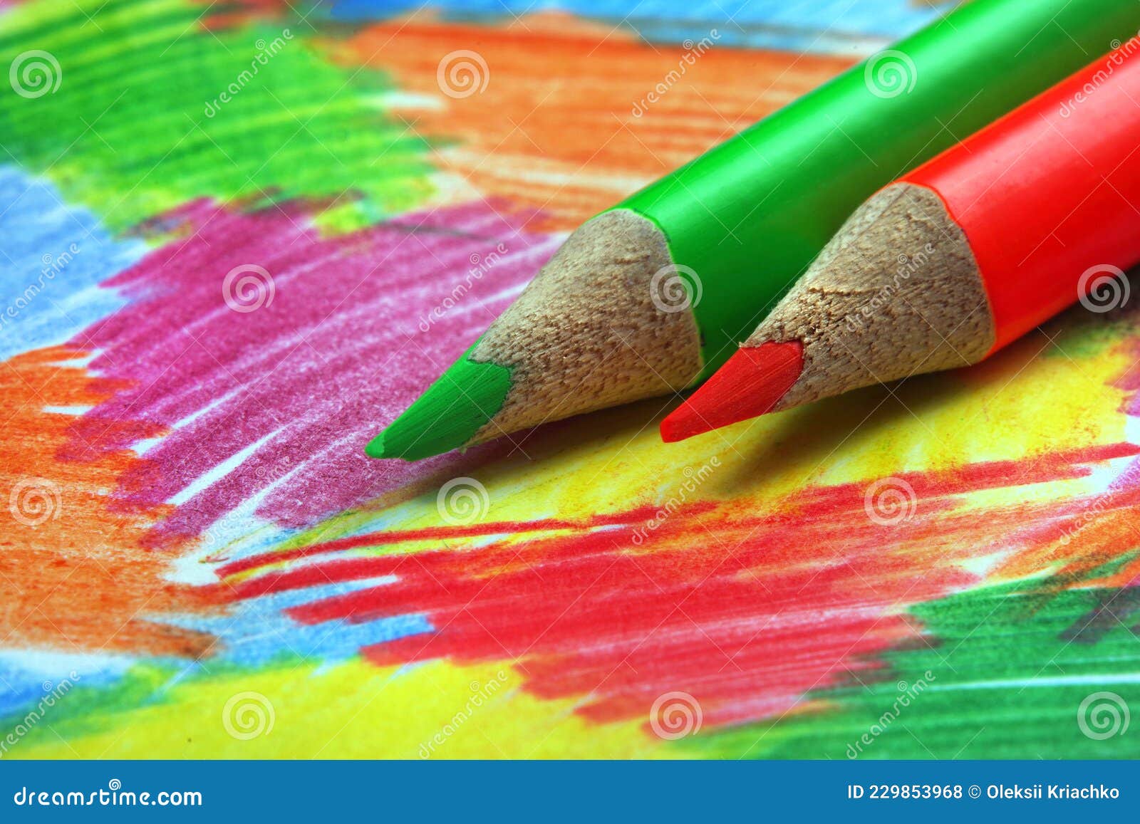 Colored Pencils on Colored Paper. Strokes with Pencils on Paper ...