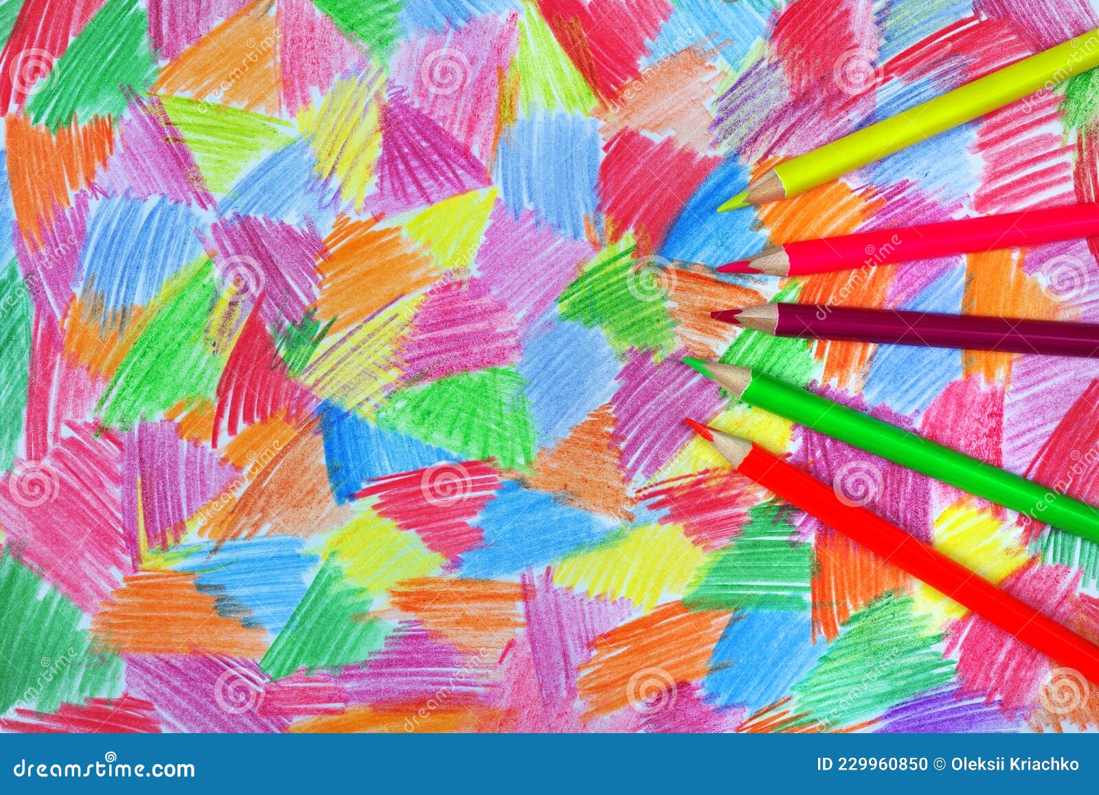 Colored Pencils on Colored Paper. Strokes with Pencils on Paper ...