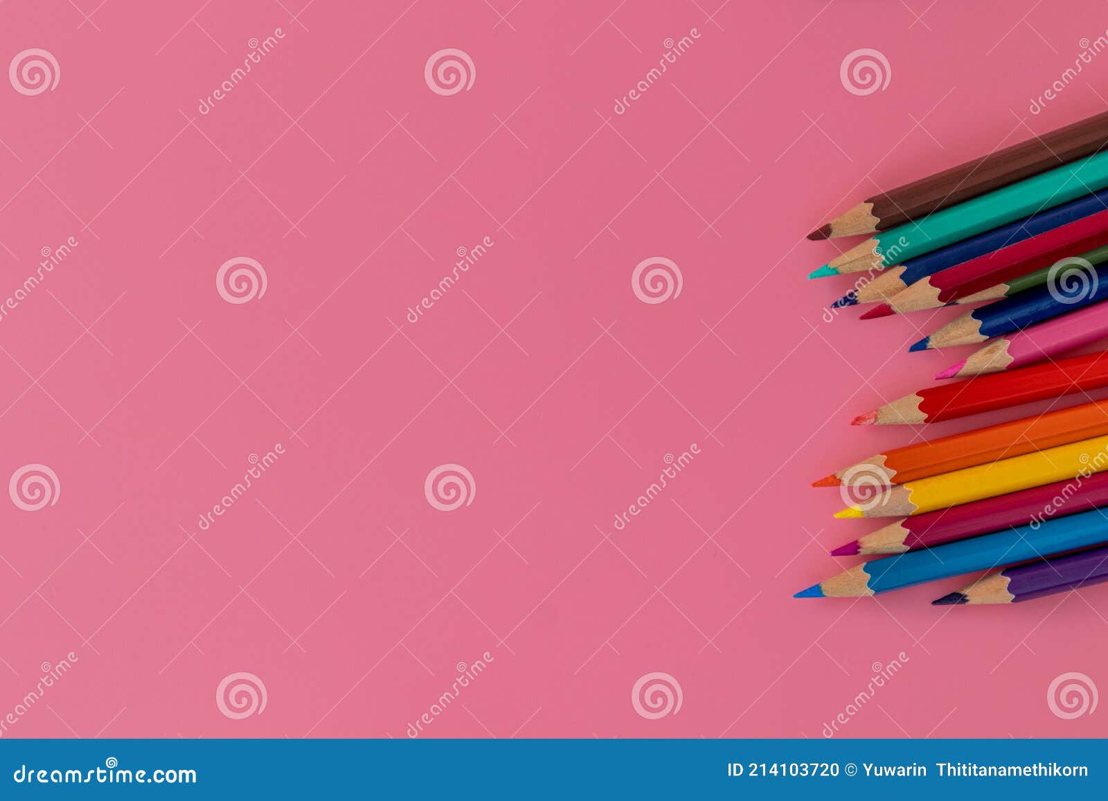 Colored Pencils on a Pink Background. Stock Photo - Image of bright ...