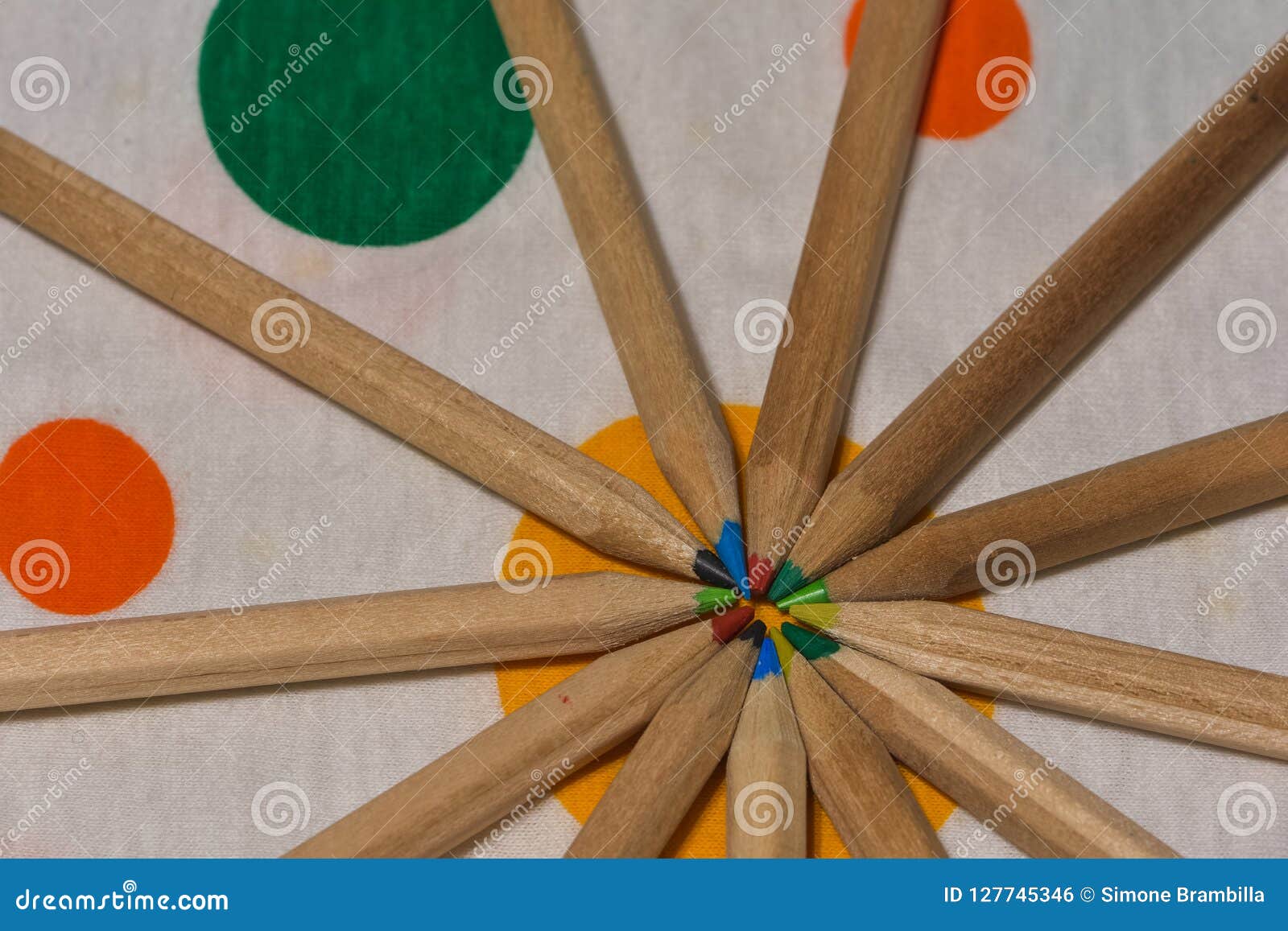 Colored Pencils Placed Like Rays. Like a Sun Stock Photo - Image of ...