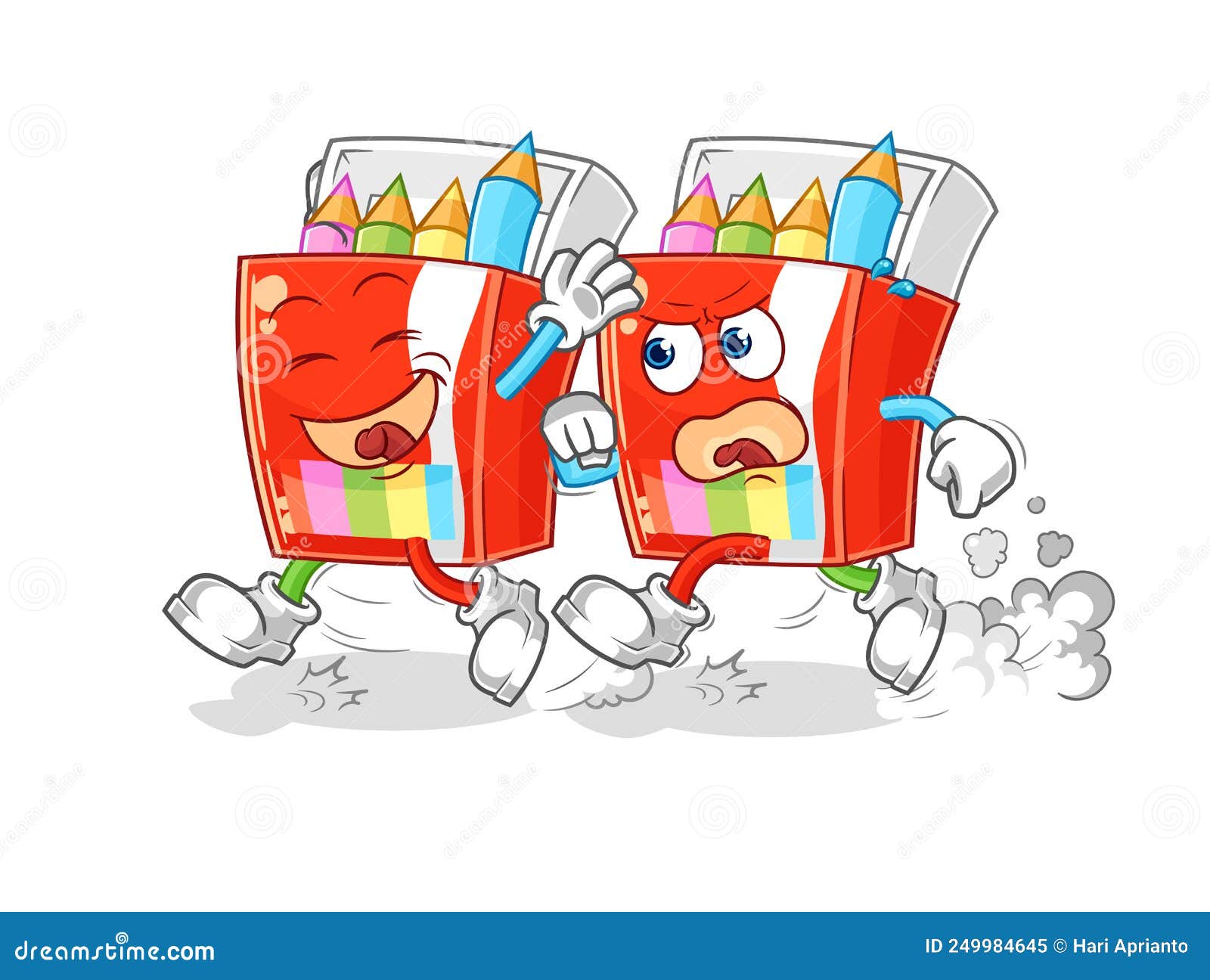 Colored Pencils Play Chase Cartoon. Cartoon Mascot Vector Stock Vector ...