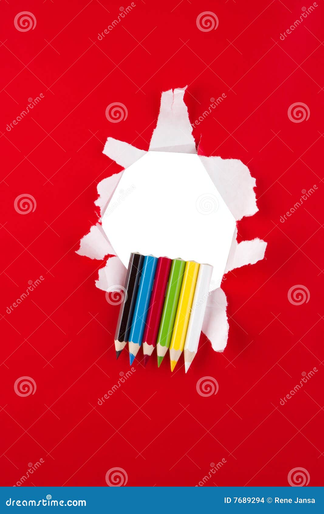 Colored pencils on red stock photo. Image of writing, pointed - 7689294